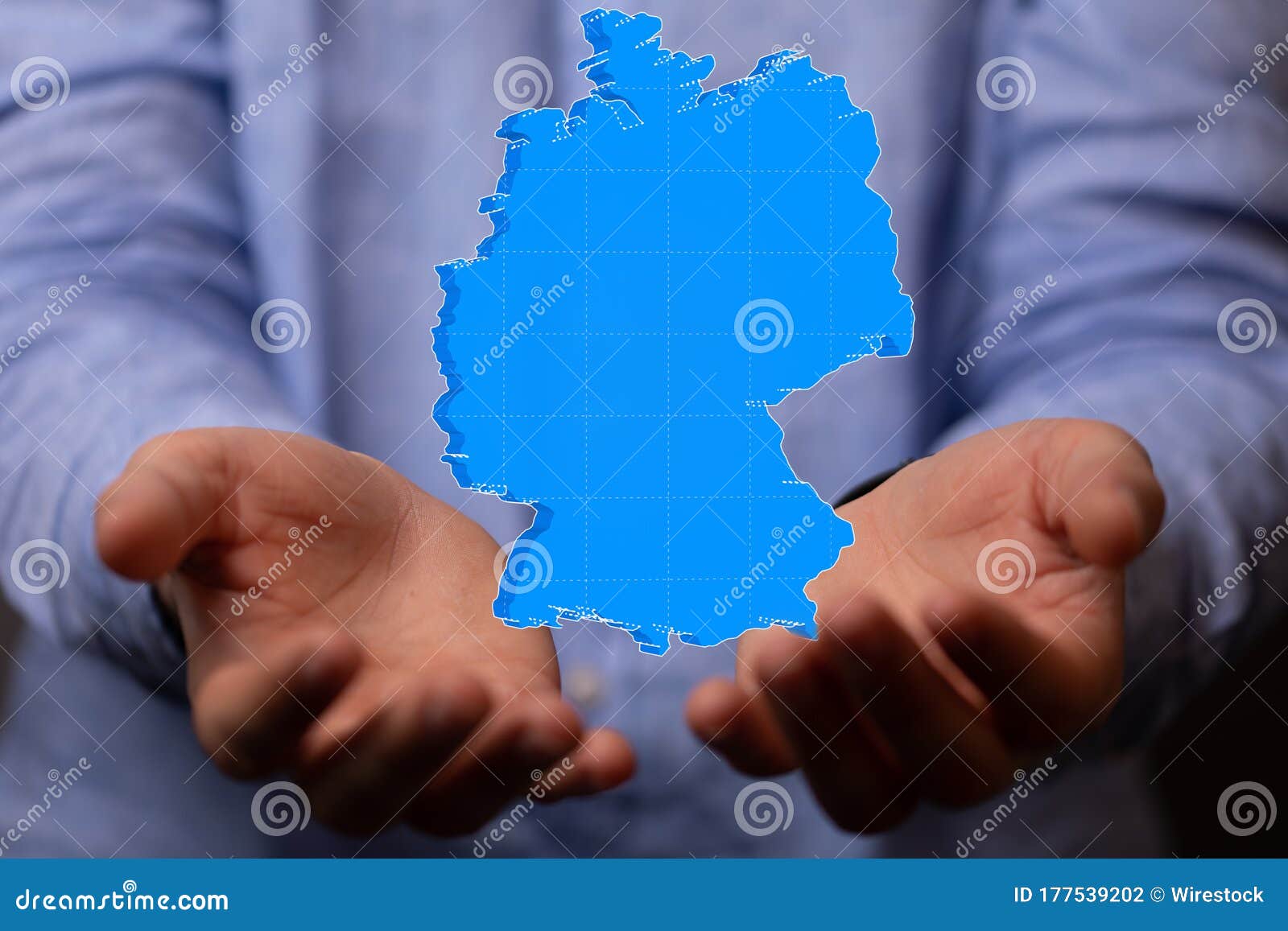 A Map of Germany. Wire Frame 3D Mesh Polygonal Network Line, Design ...