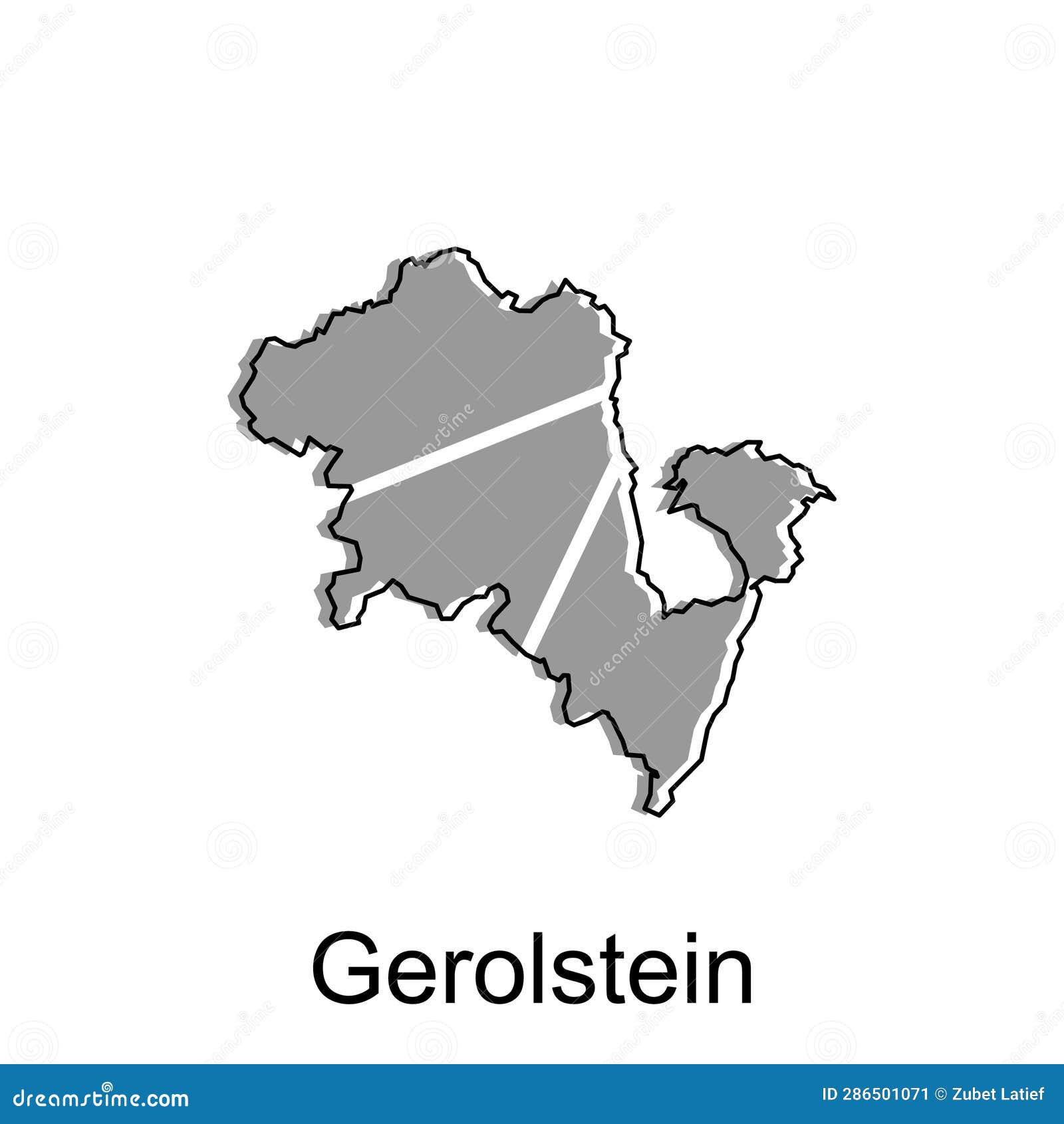 Map of Gerolstein Design Template, Geometric with Outline Illustration ...