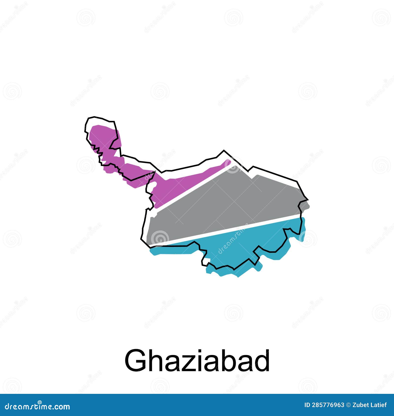 Map Of Ghaziabad Design Template With Outline Graphic Sketch Style Isolated On White Background
