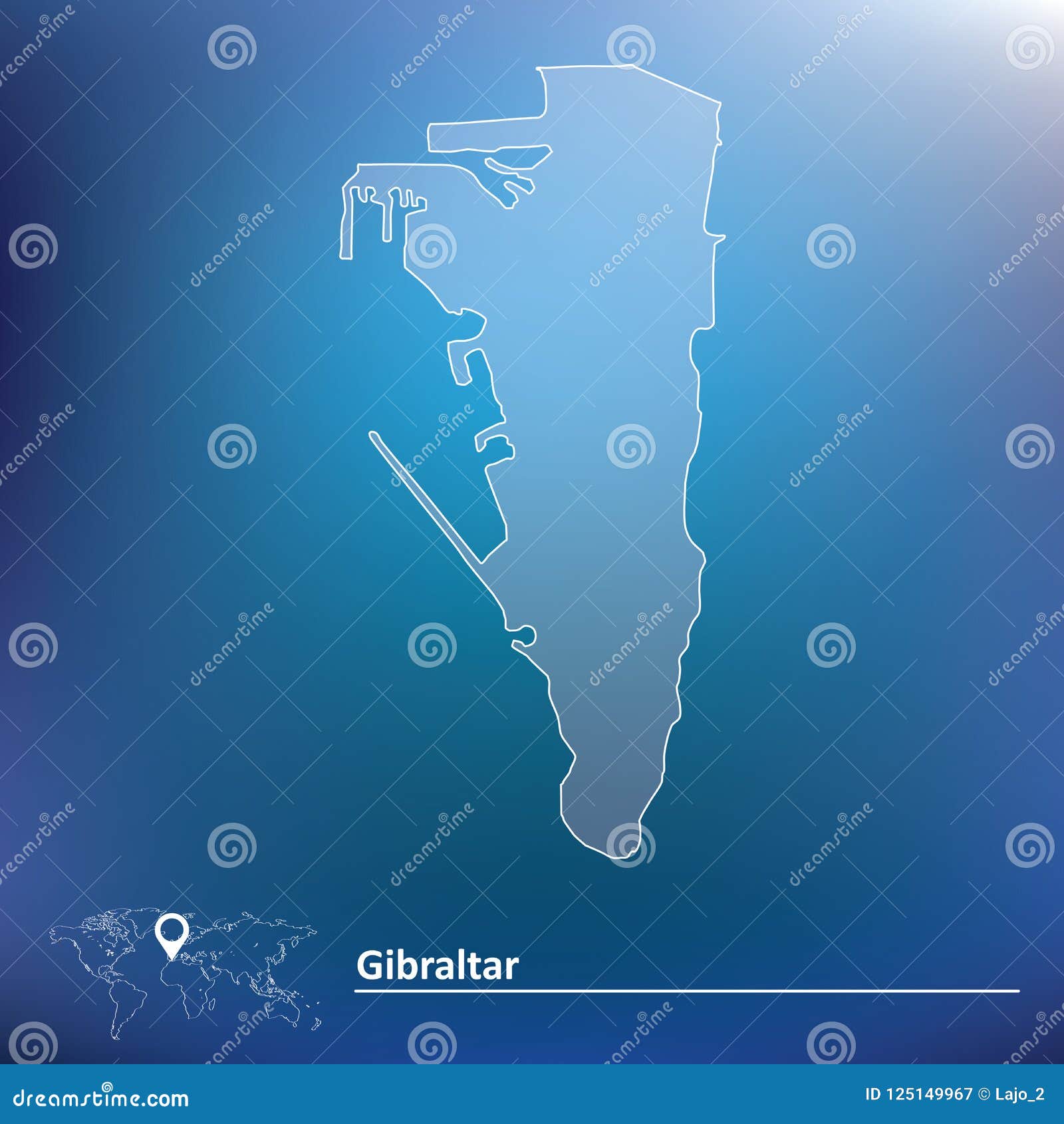 Map of Gibraltar stock vector. Illustration of nation - 125149967