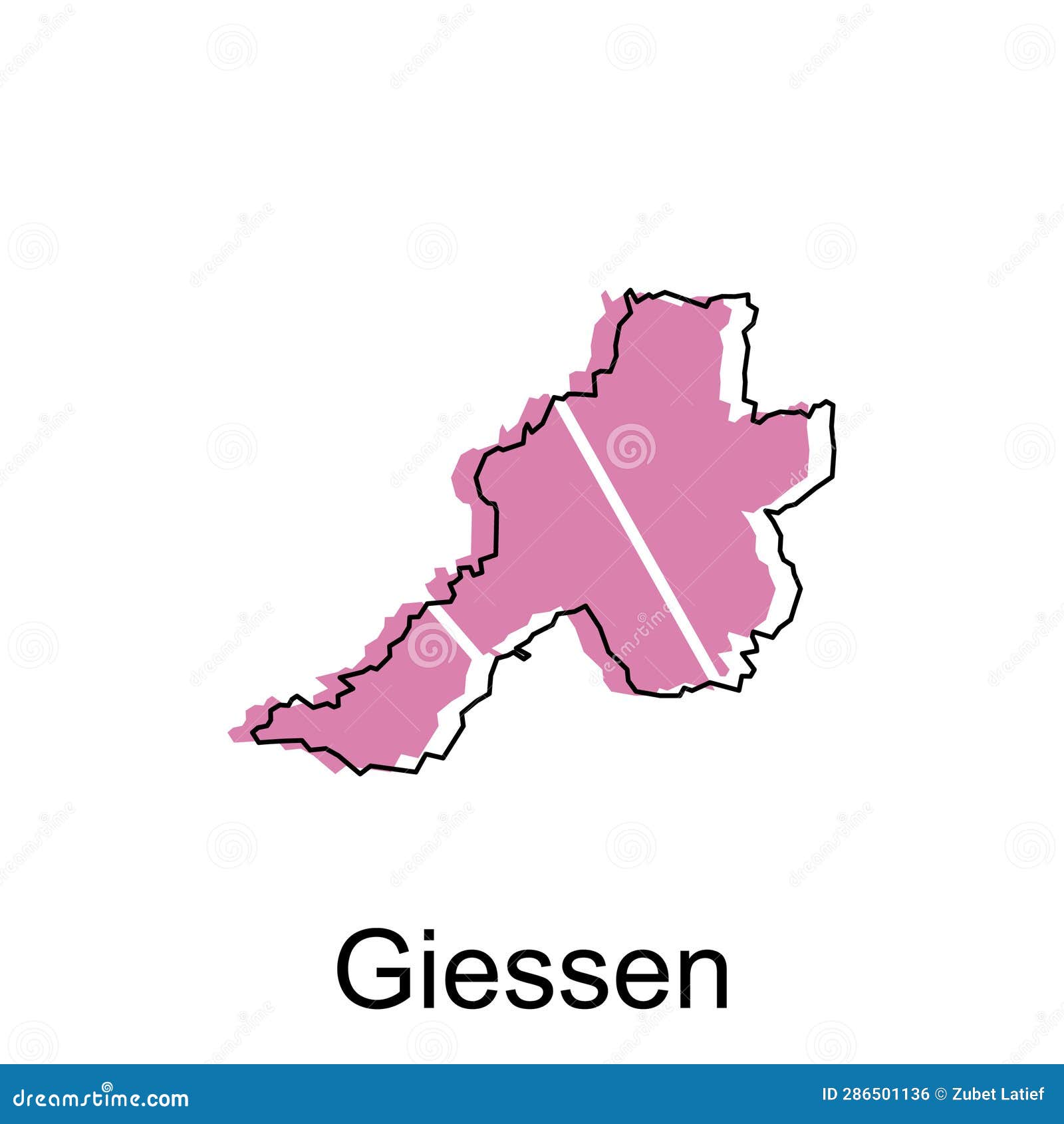 Map of Giessen Design Template, Geometric with Outline Illustration ...