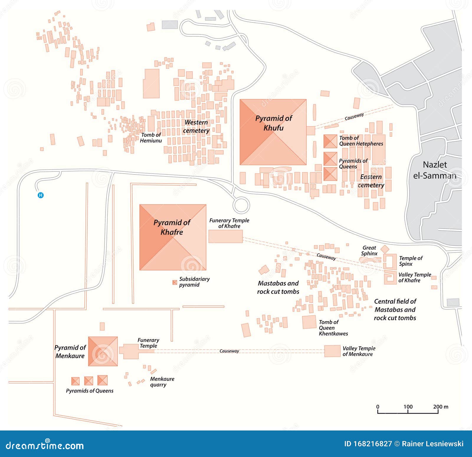 Map of the Giza Pyramid Complex Egypt Stock Vector - Illustration of ...