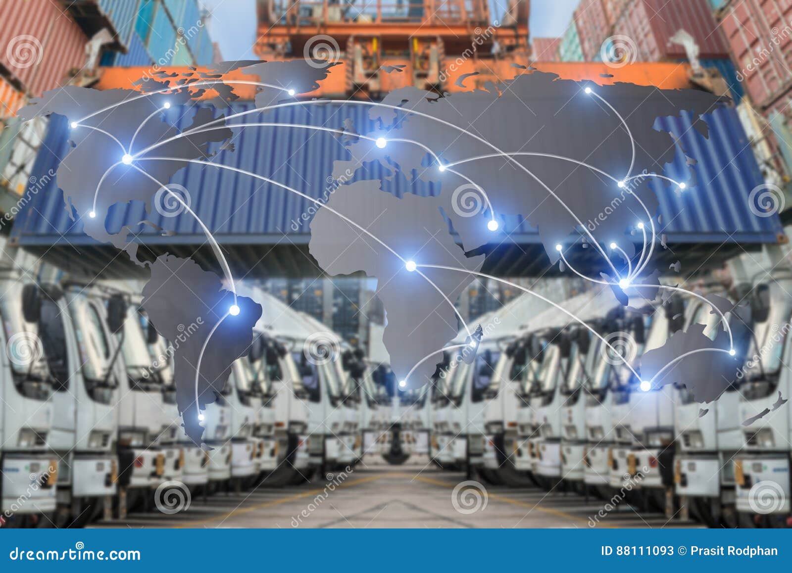 Map Global Logistics Partnership Connection of Container Cargo F Stock ...