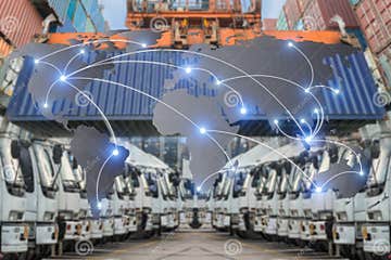 Map Global Logistics Partnership Connection of Container Cargo F Stock ...