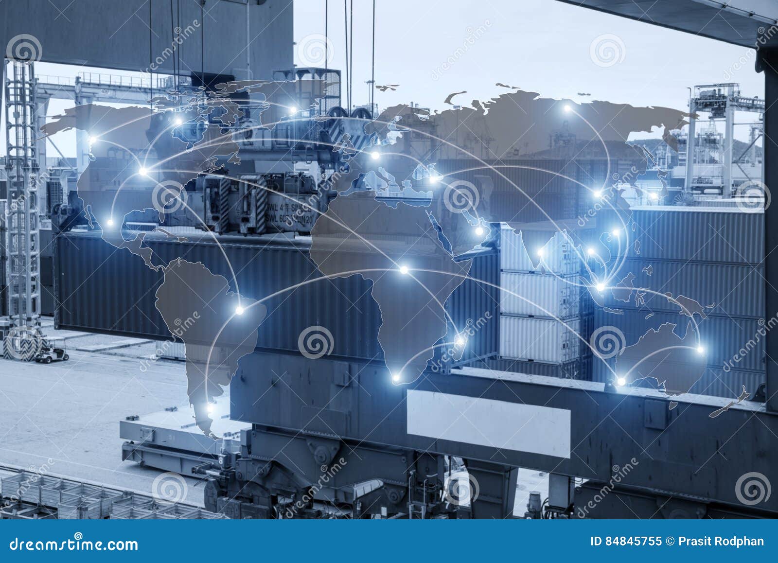 Map Global Logistics Partnership Connection of Container Cargo F Stock ...