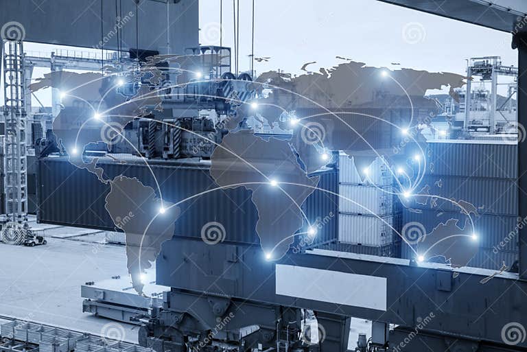 Map Global Logistics Partnership Connection of Container Cargo F Stock ...