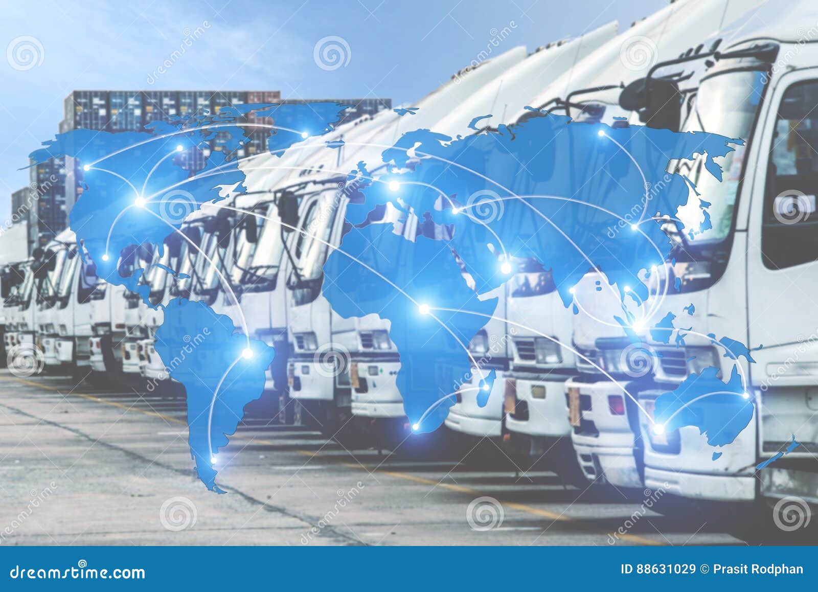Map Global Logistics Partnership Connection of Container Cargo F Stock ...