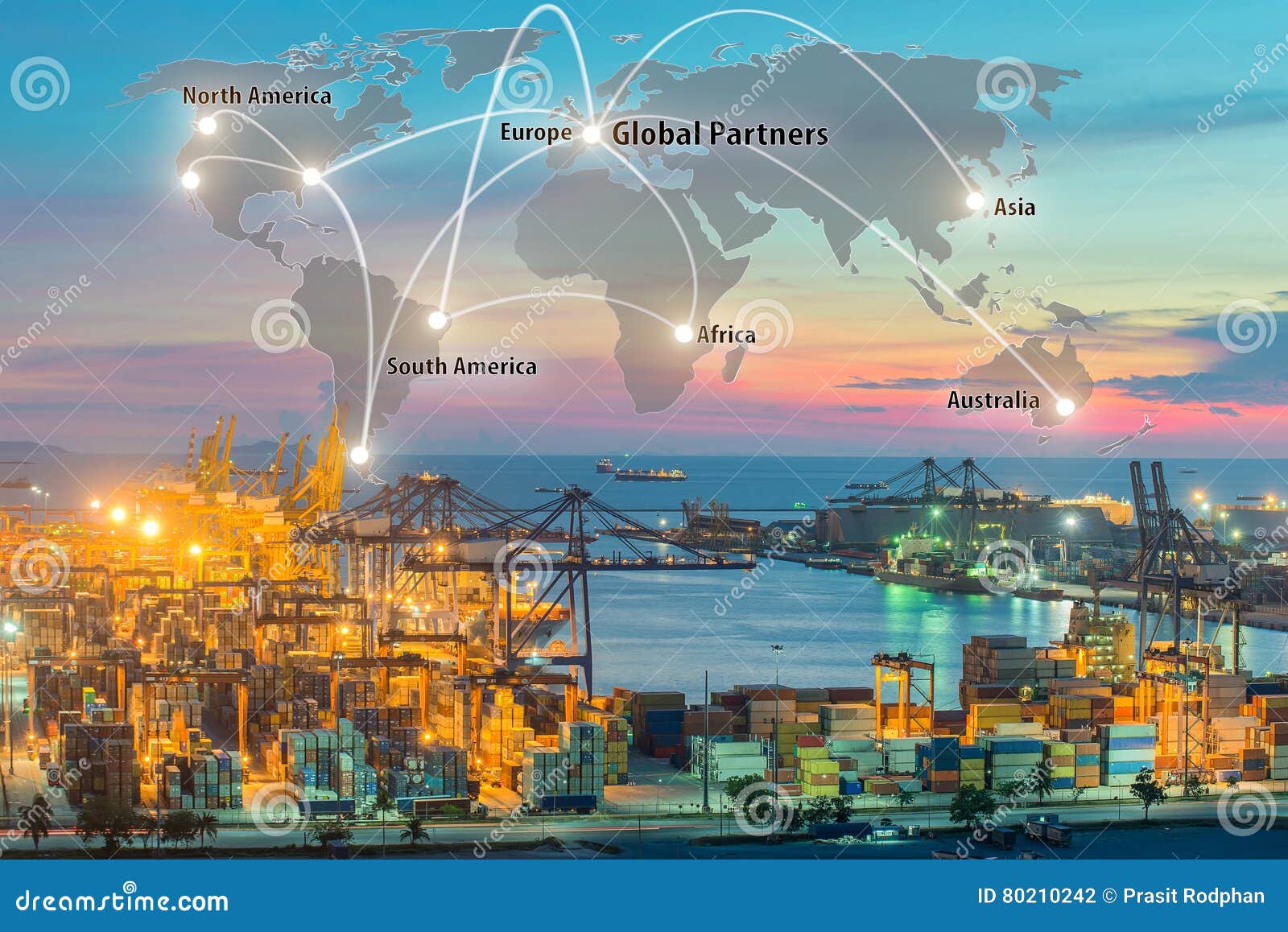 Map Global Logistics Partnership Connection of Container Cargo Stock ...