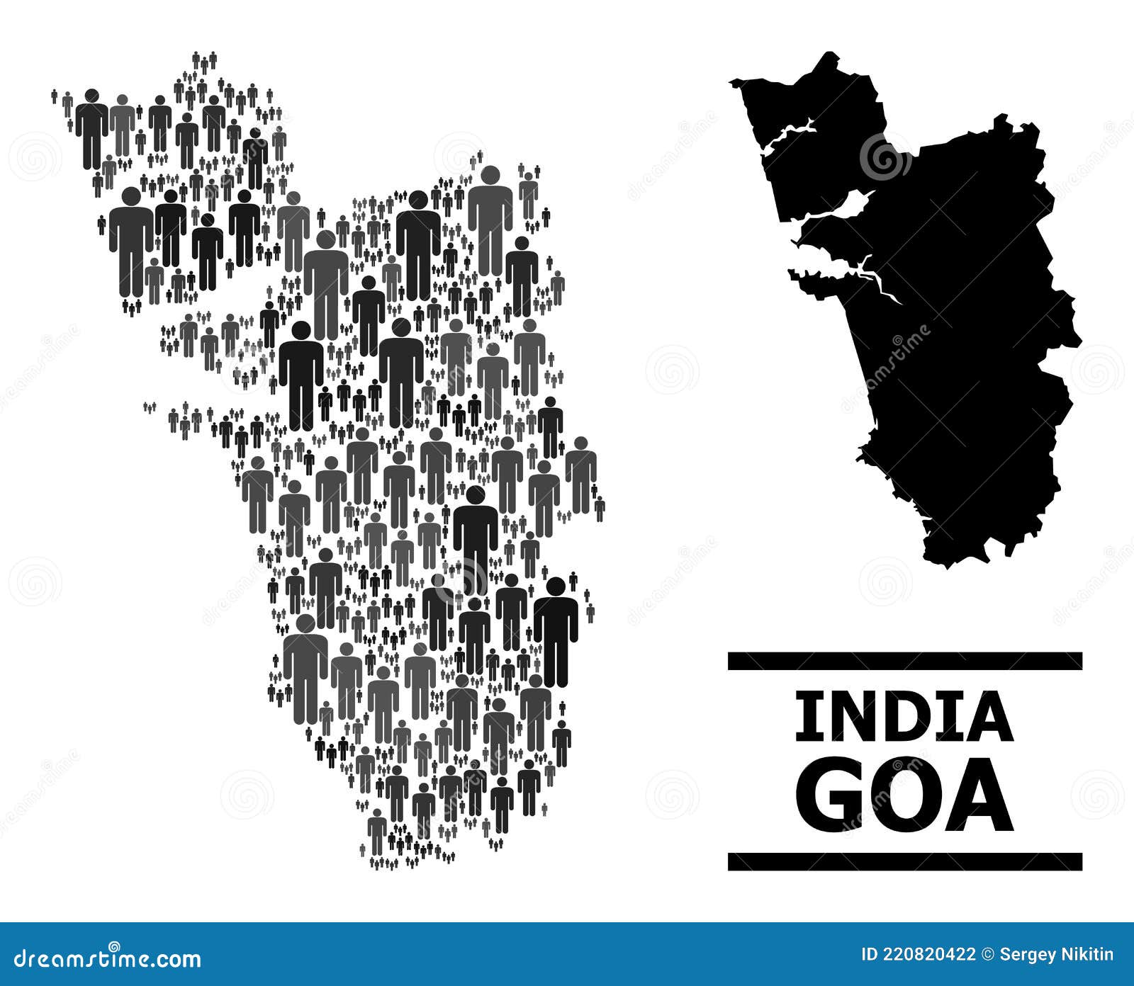 Vector Humans Mosaic Map of Goa State and Solid Map Stock Vector ...