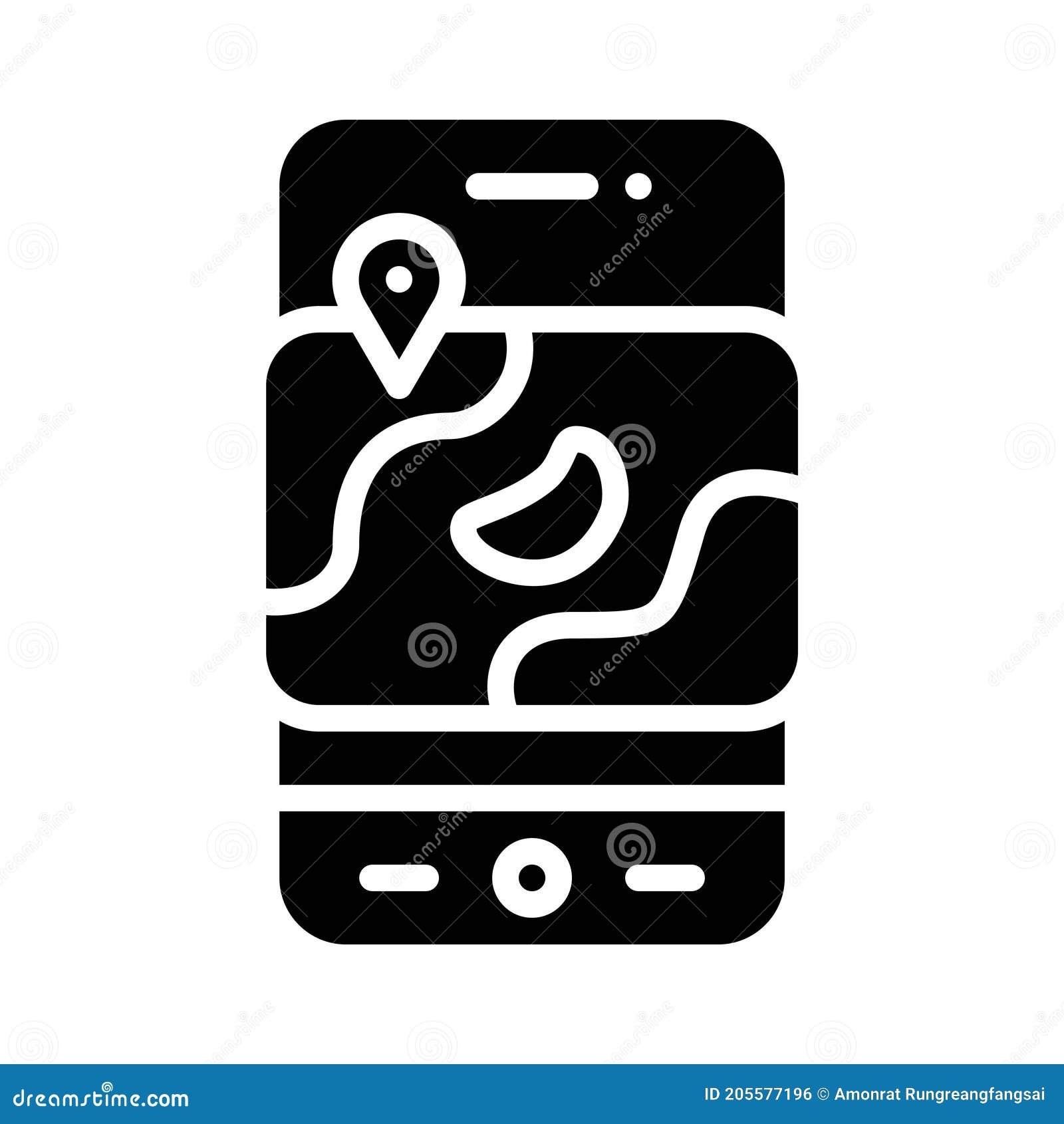 Map or GPS APP Icon, Mobile Application Vector Illustration Stock ...