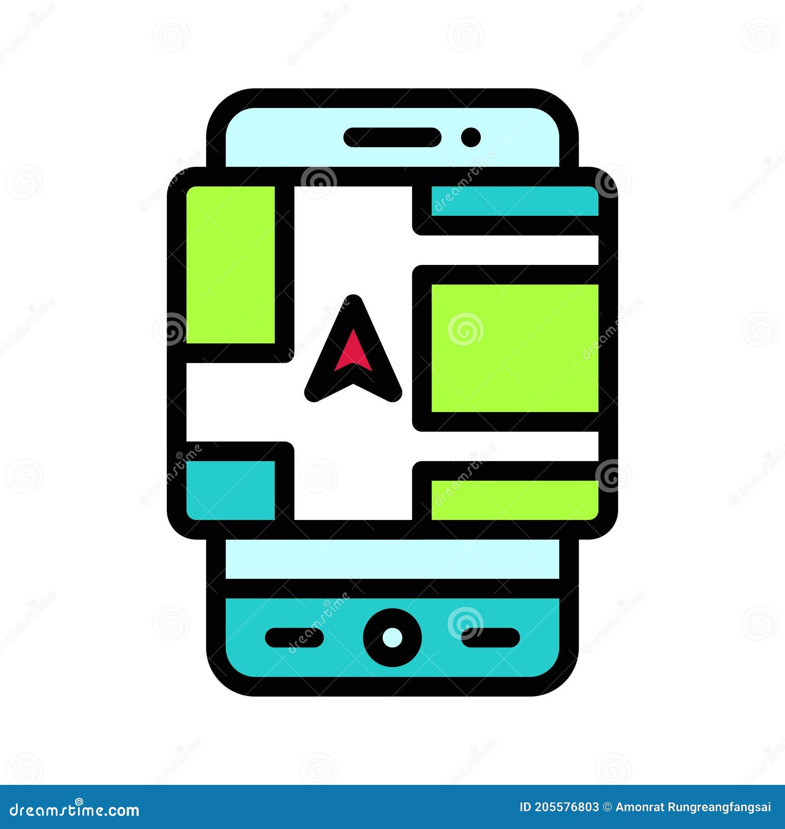 Map or GPS APP Icon, Mobile Application Vector Illustration Stock ...