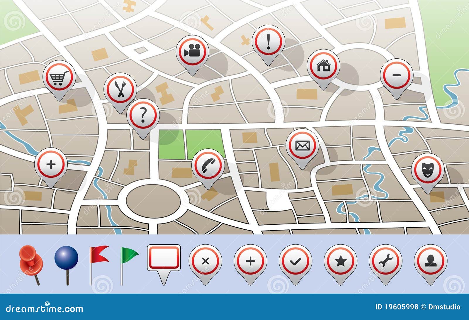 Map with GPS icons stock vector. Illustration of internet - 19605998