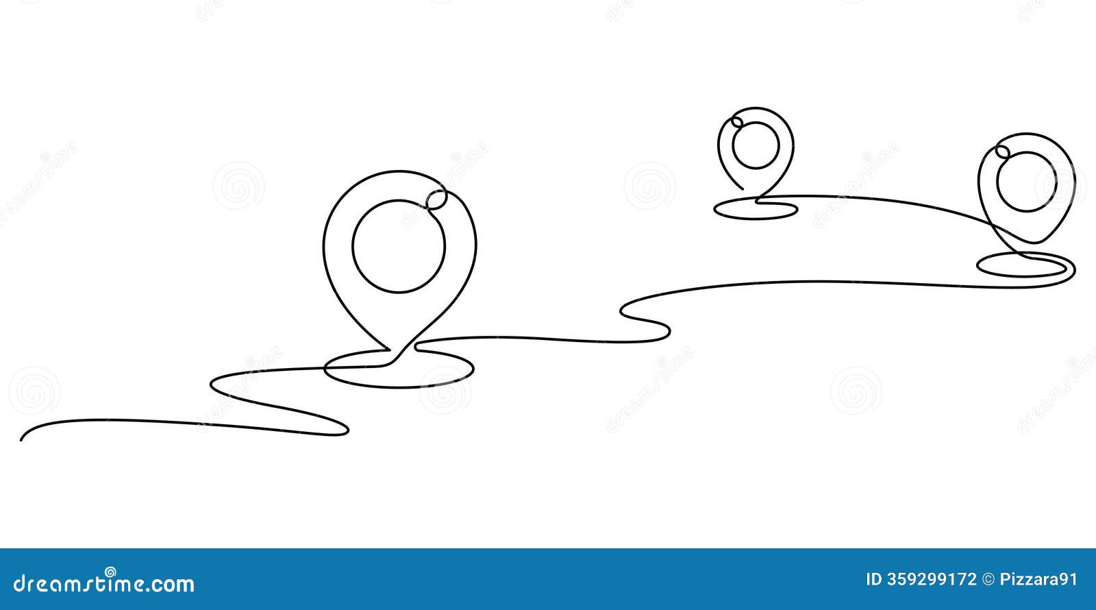 Map Gps Location Continuous Line Drawing Minimalism Stock Vector ...