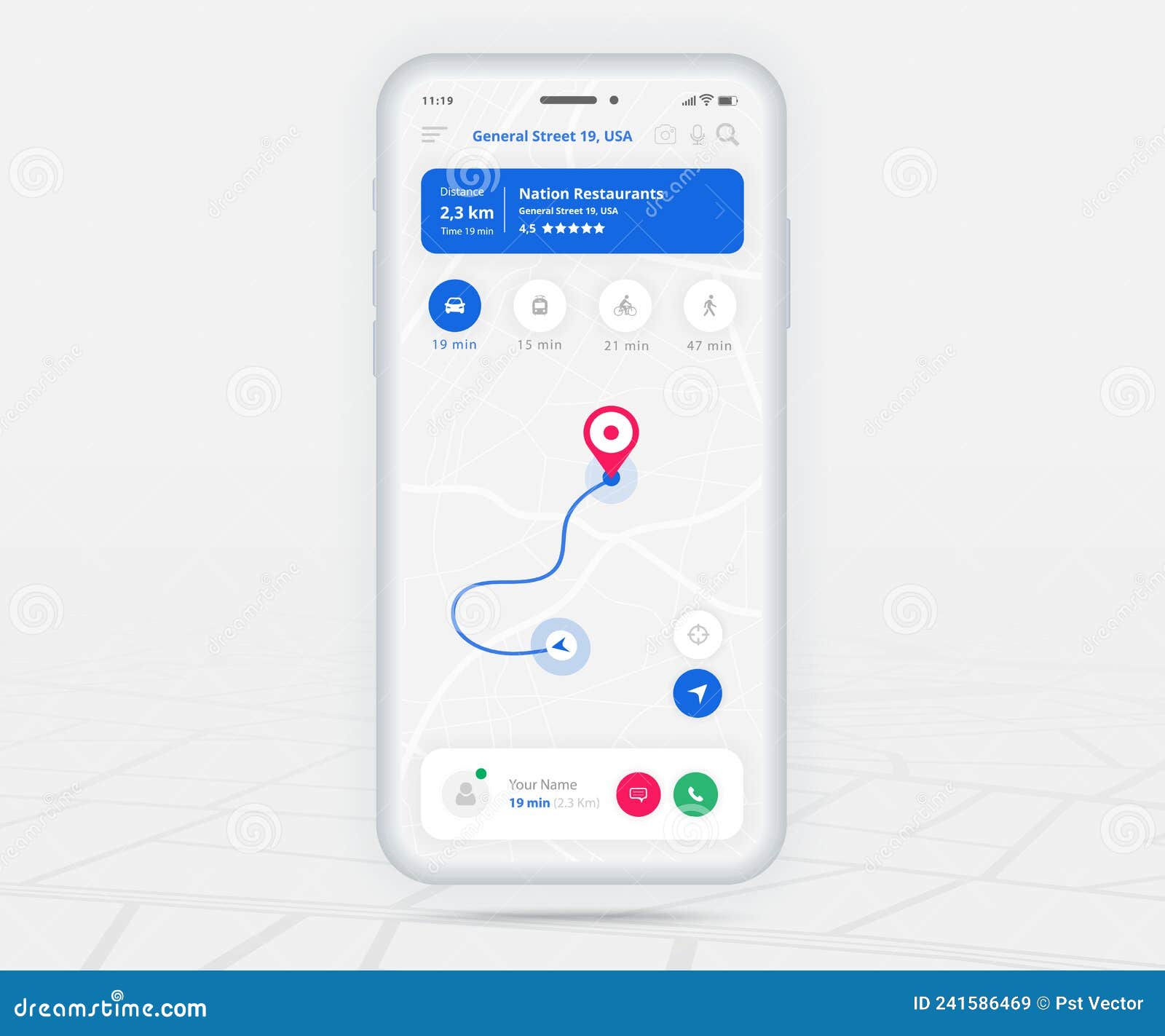 Map GPS Navigation App Ux Ui Concept, Mobile Map Application, Smartphone App Search Map ...