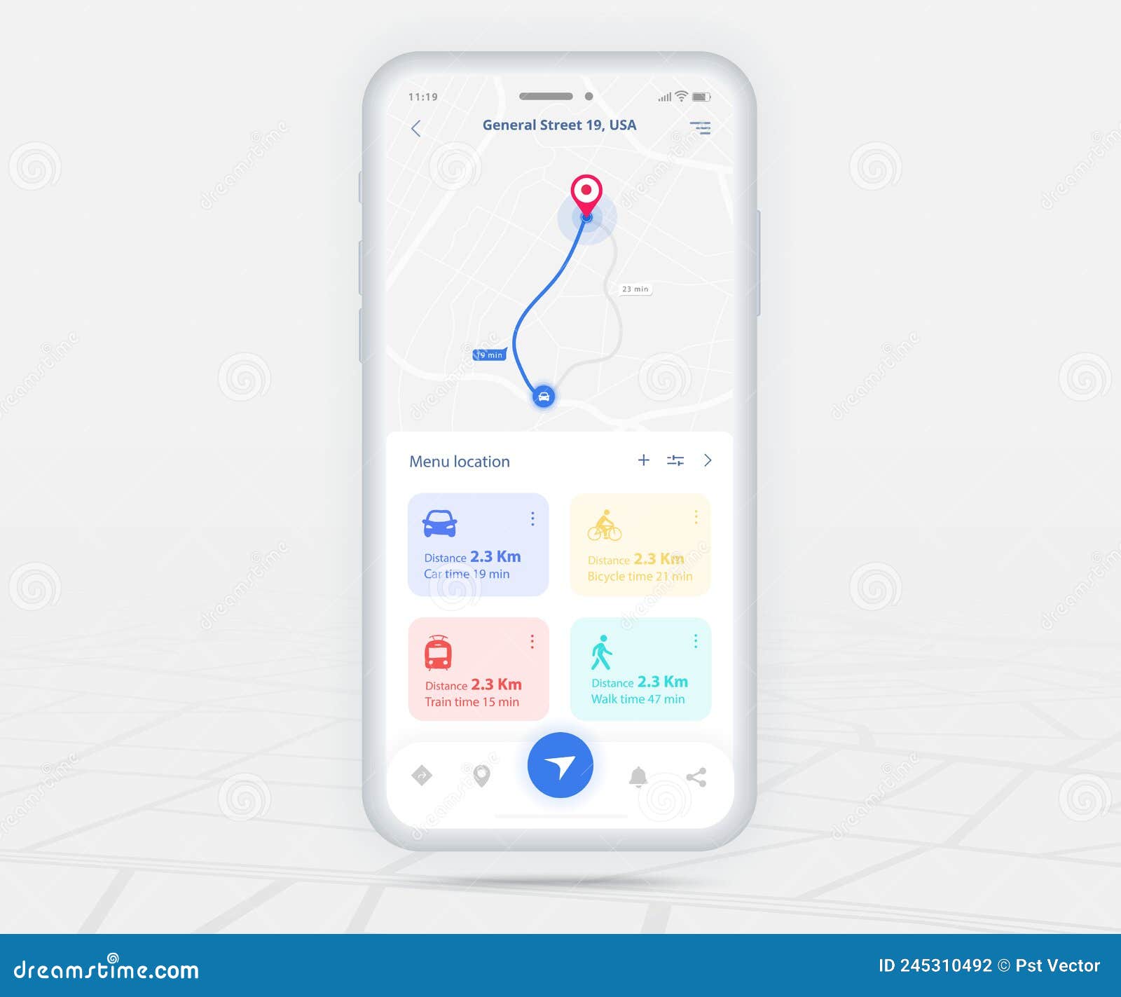 Map GPS Navigation App Ux Ui Concept, Mobile Map Application, Smartphone App Search Map ...