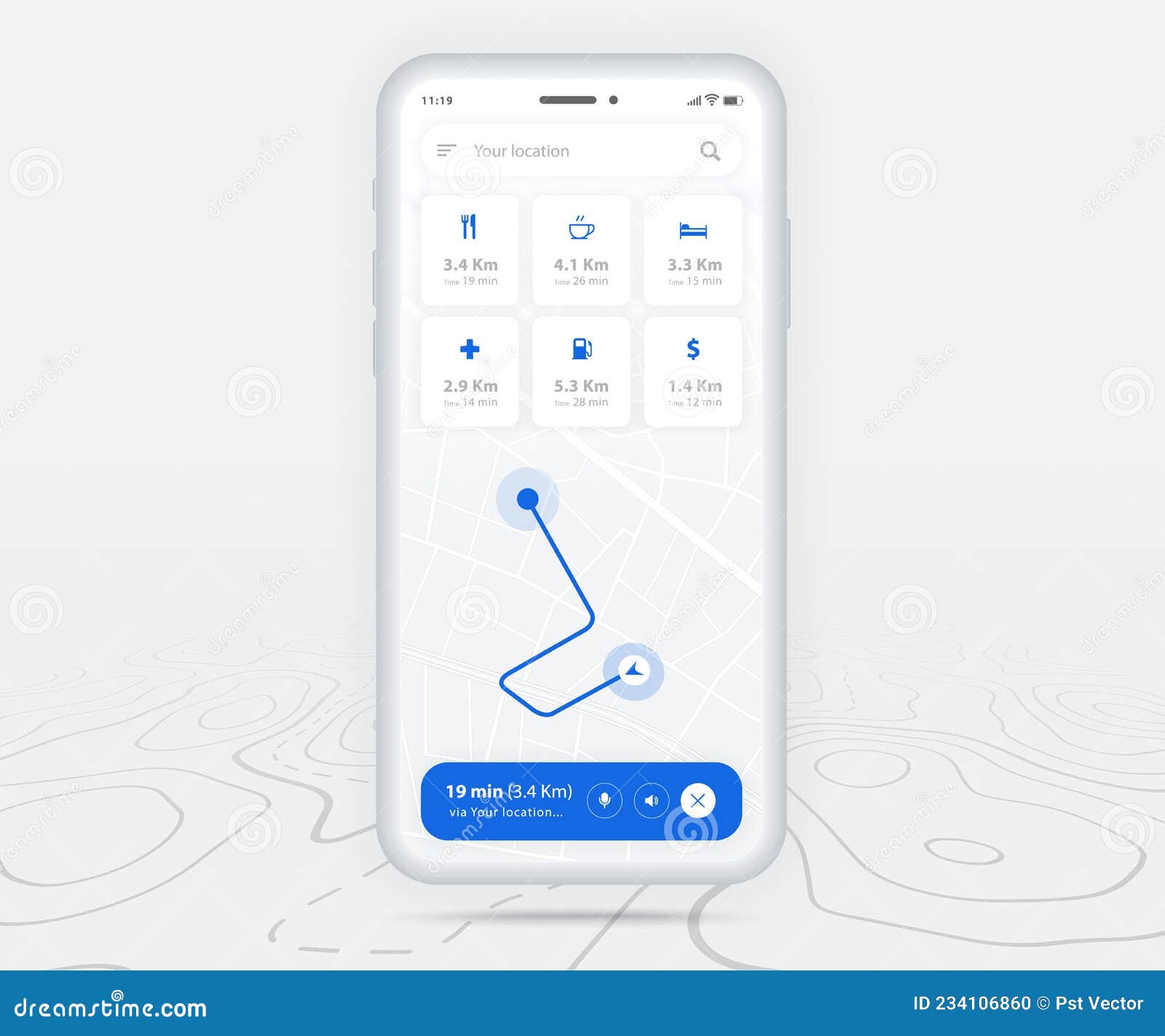 Map GPS Navigation Ux Ui Concept, Smartphone Map Application and ...