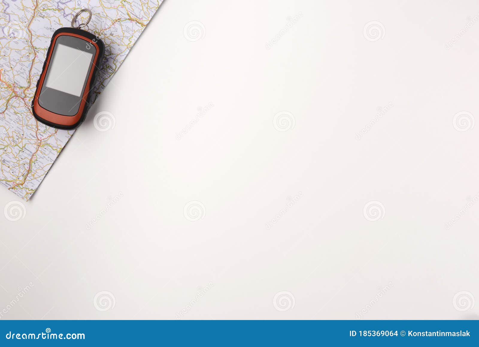 Map with Gps Navigator on White Background with Empty Space Stock Photo ...