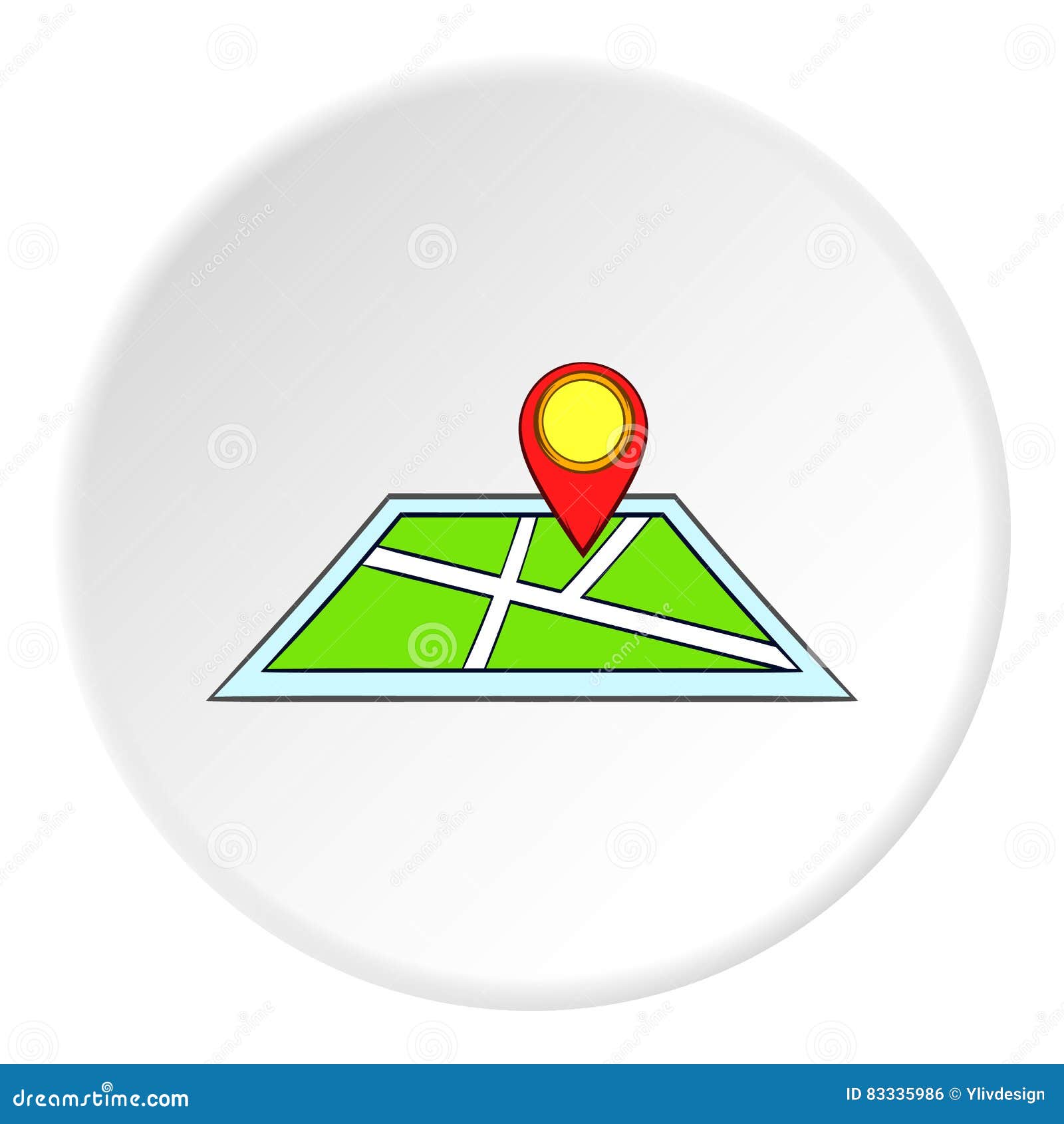 Map and GPS Sign Icon, Cartoon Style Stock Vector - Illustration of ...