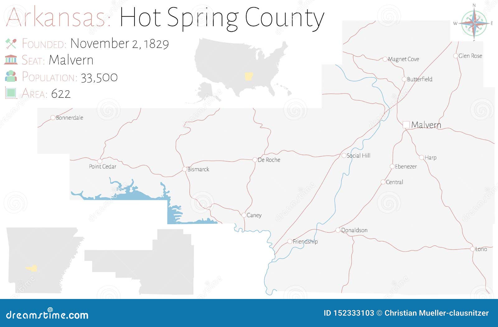 Map Of Grant County In Washington DC State On White Background. Single ...