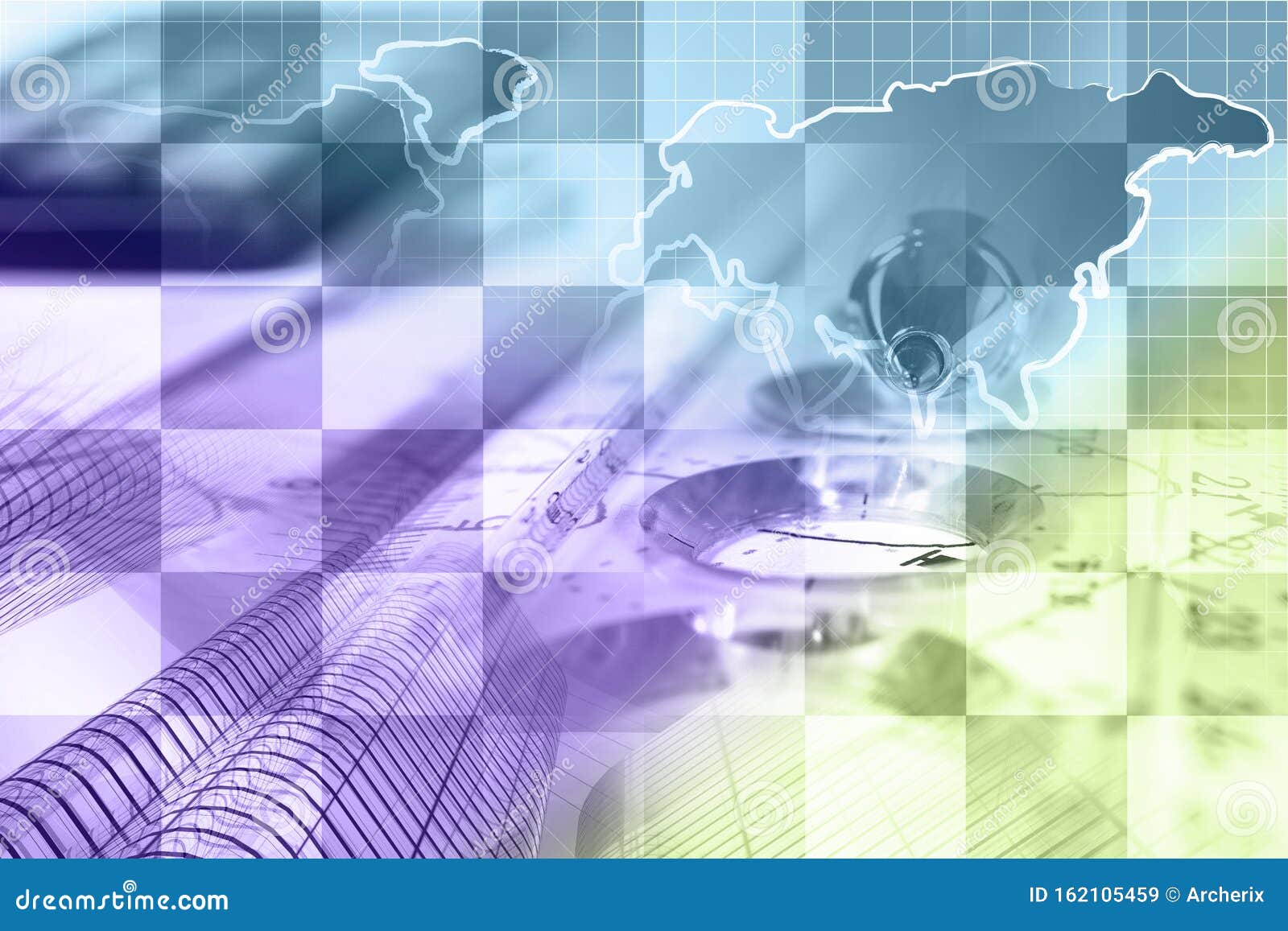 Map, graph and buildings stock illustration. Illustration of data ...
