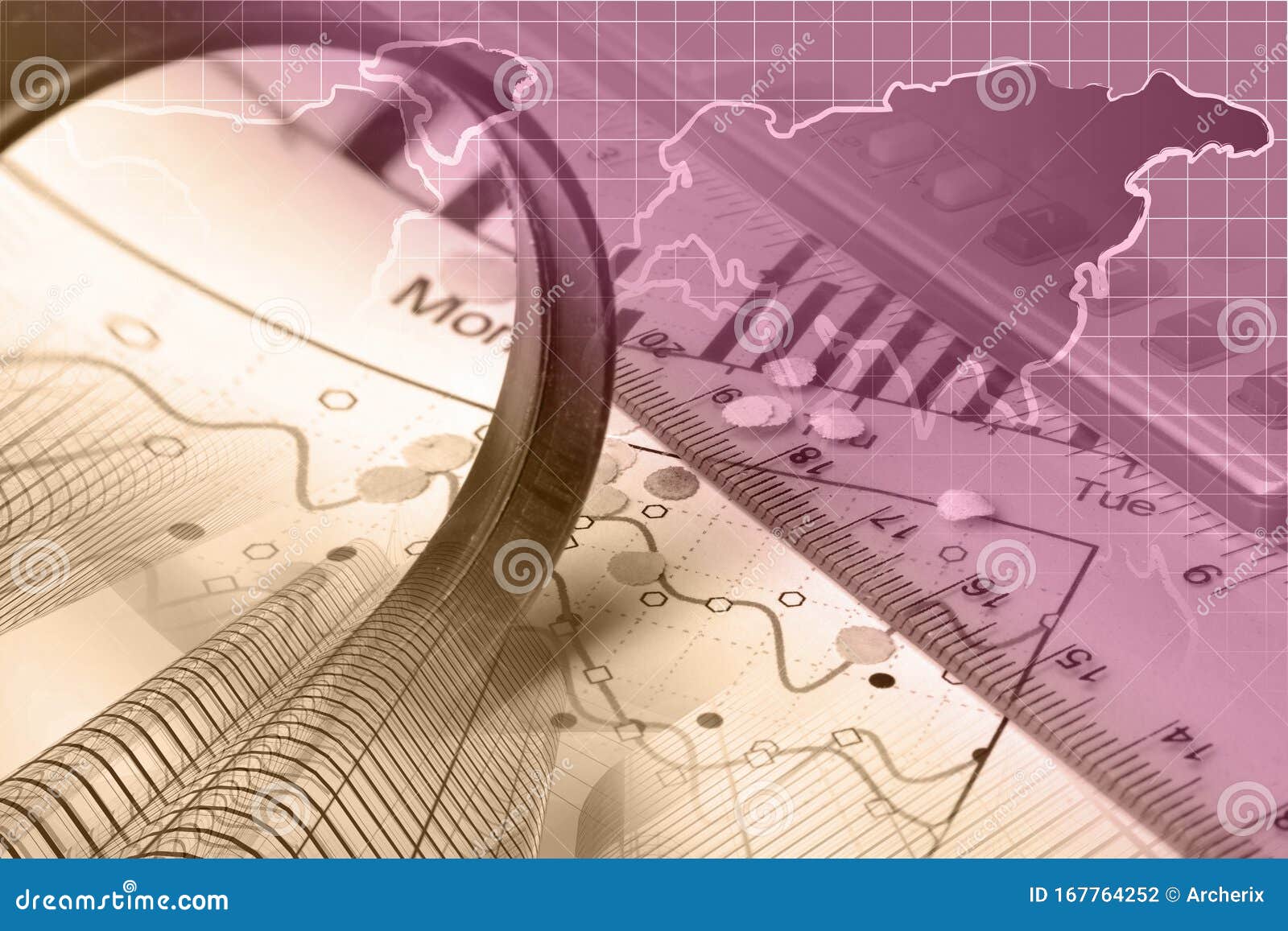 Map, graph and buildings stock photo. Image of financial - 167764252