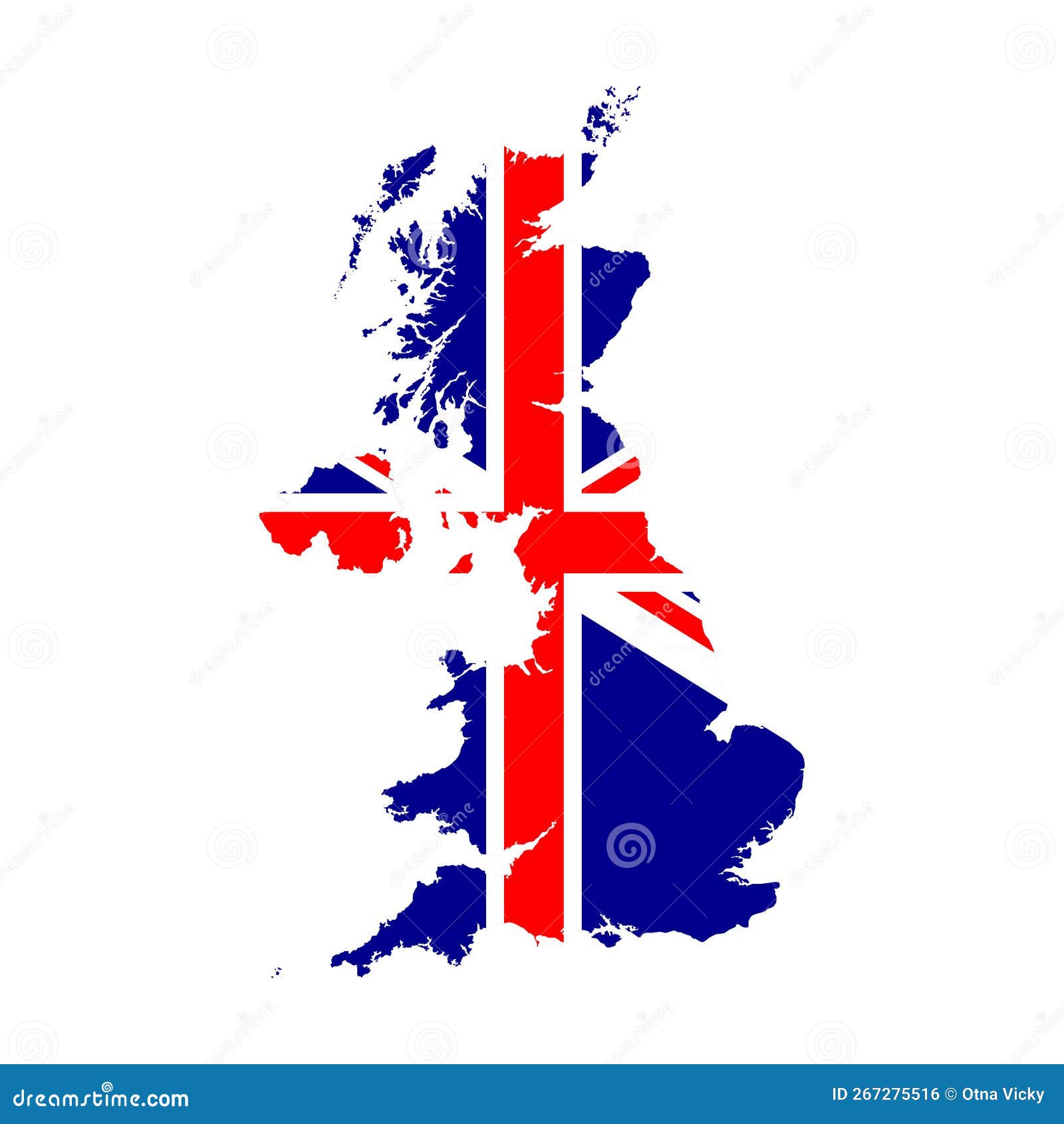 Map of Great Britain with Its Flag Colors, Vector Eps Format Stock ...