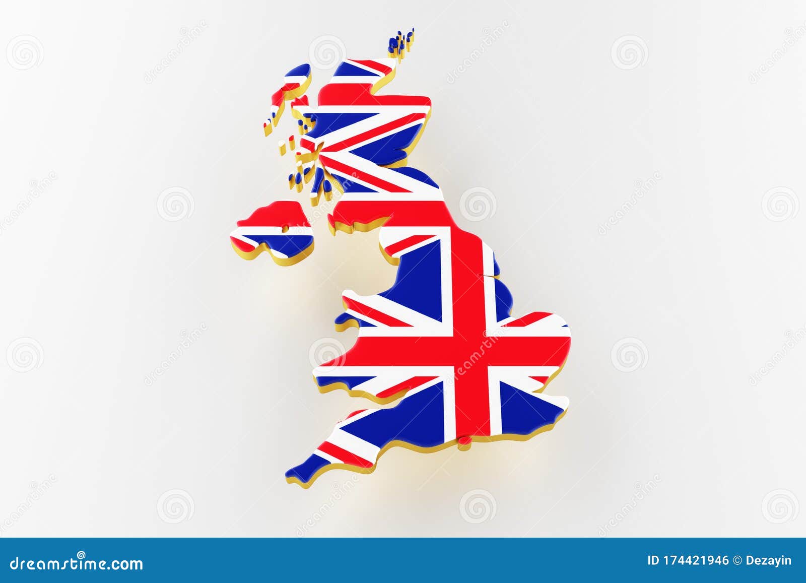 Map of Great Britain Land Border with Flag. Great Britain Map on White ...