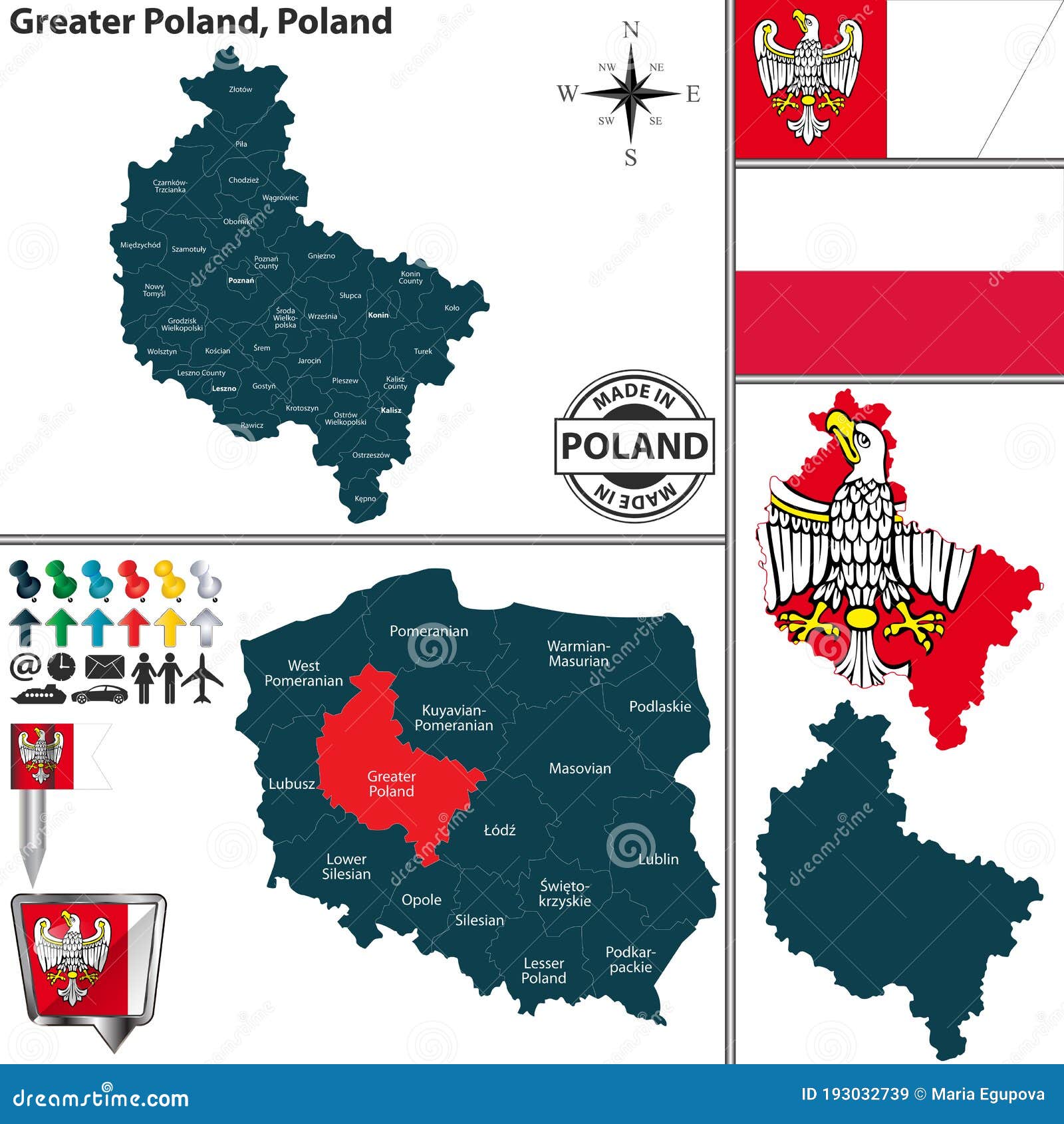 Map of Greater Poland, Poland Stock Vector - Illustration of ...