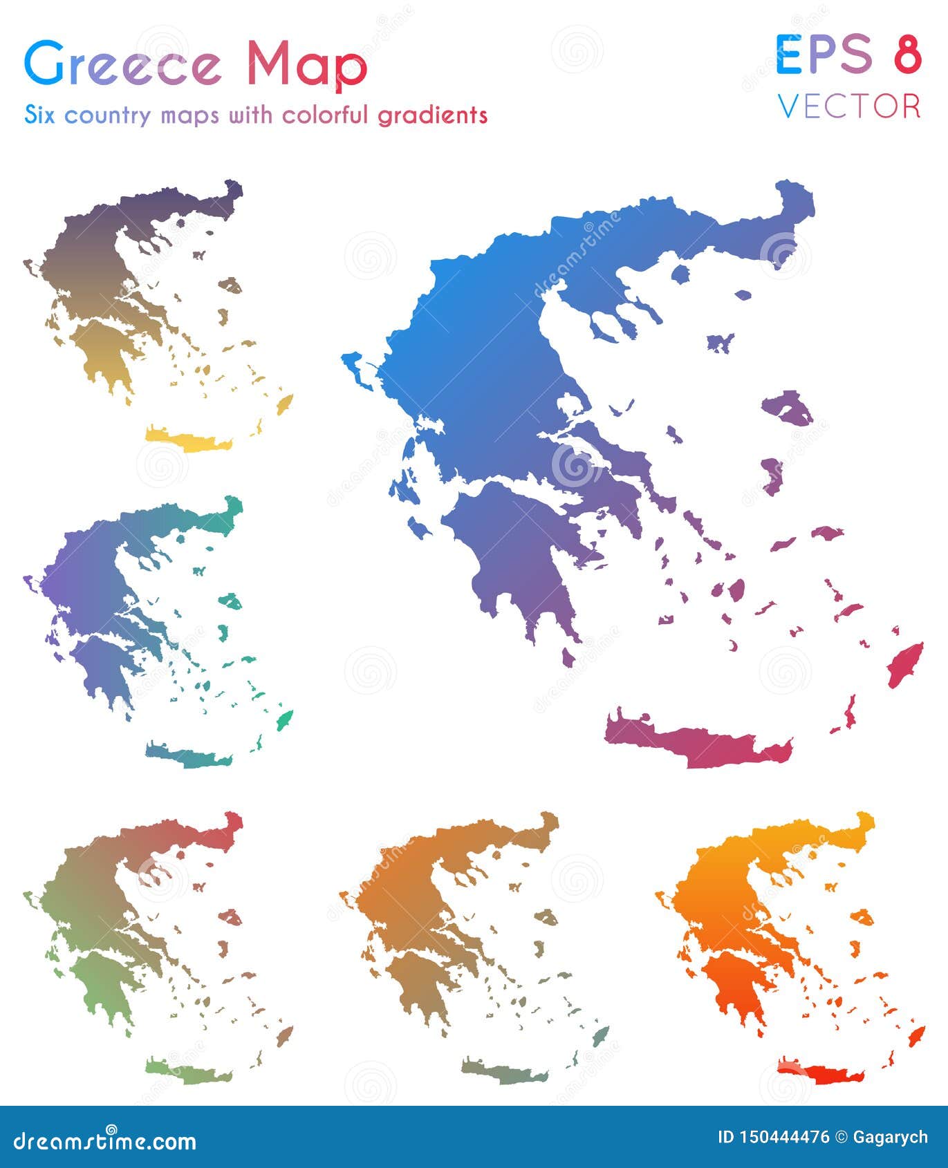 Map of Greece with Beautiful Gradients. Stock Vector - Illustration of ...