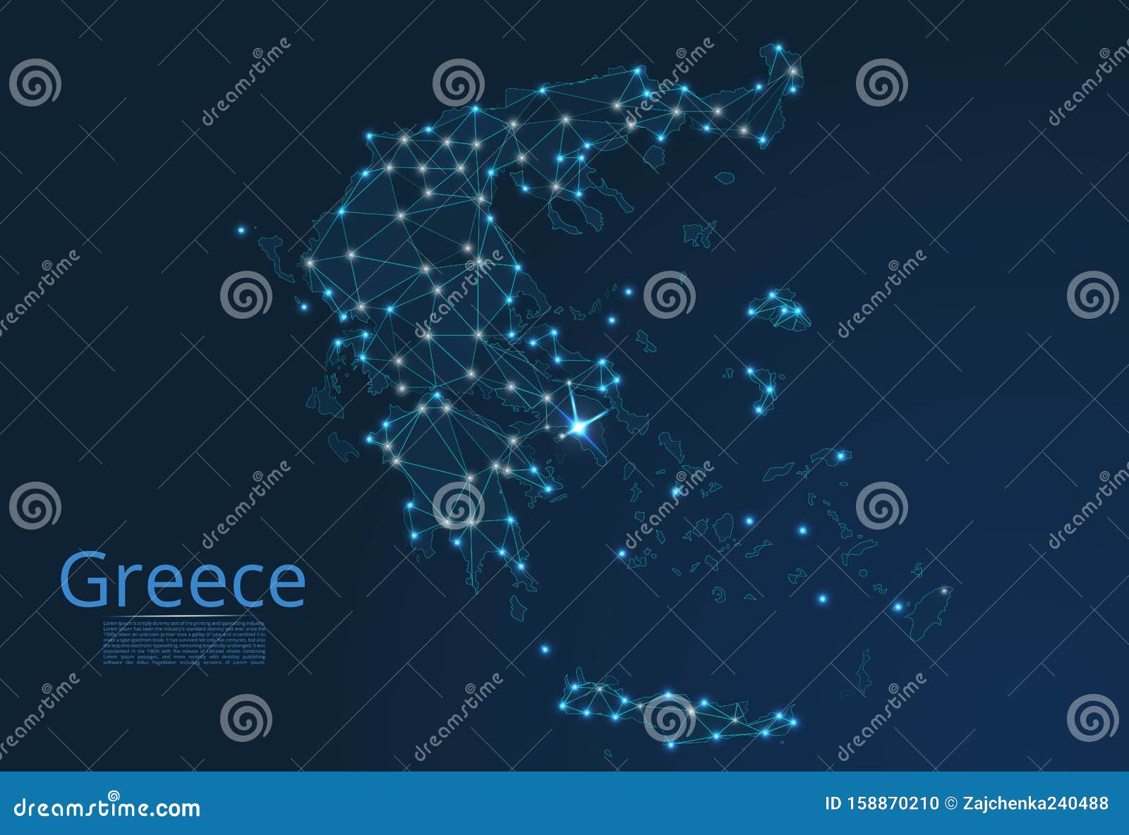 Map of Greece Connection. Vector Low-poly Image of a Global Map with ...