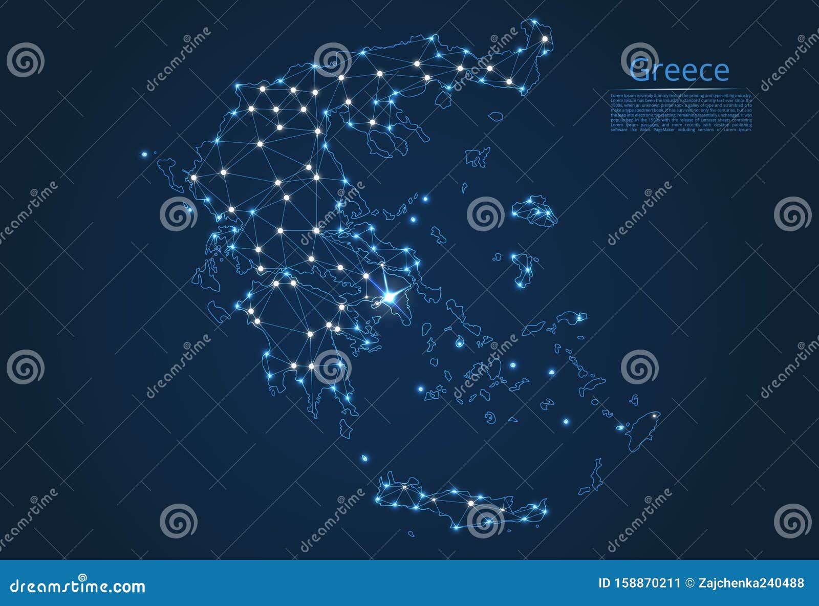 Map of Greece Connection. Vector Low-poly Image of a Global Map with ...