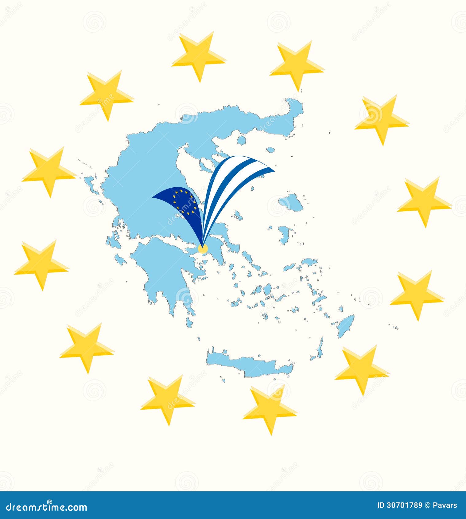 Map of Greece with Flag and Stars Stock Vector - Illustration of white ...