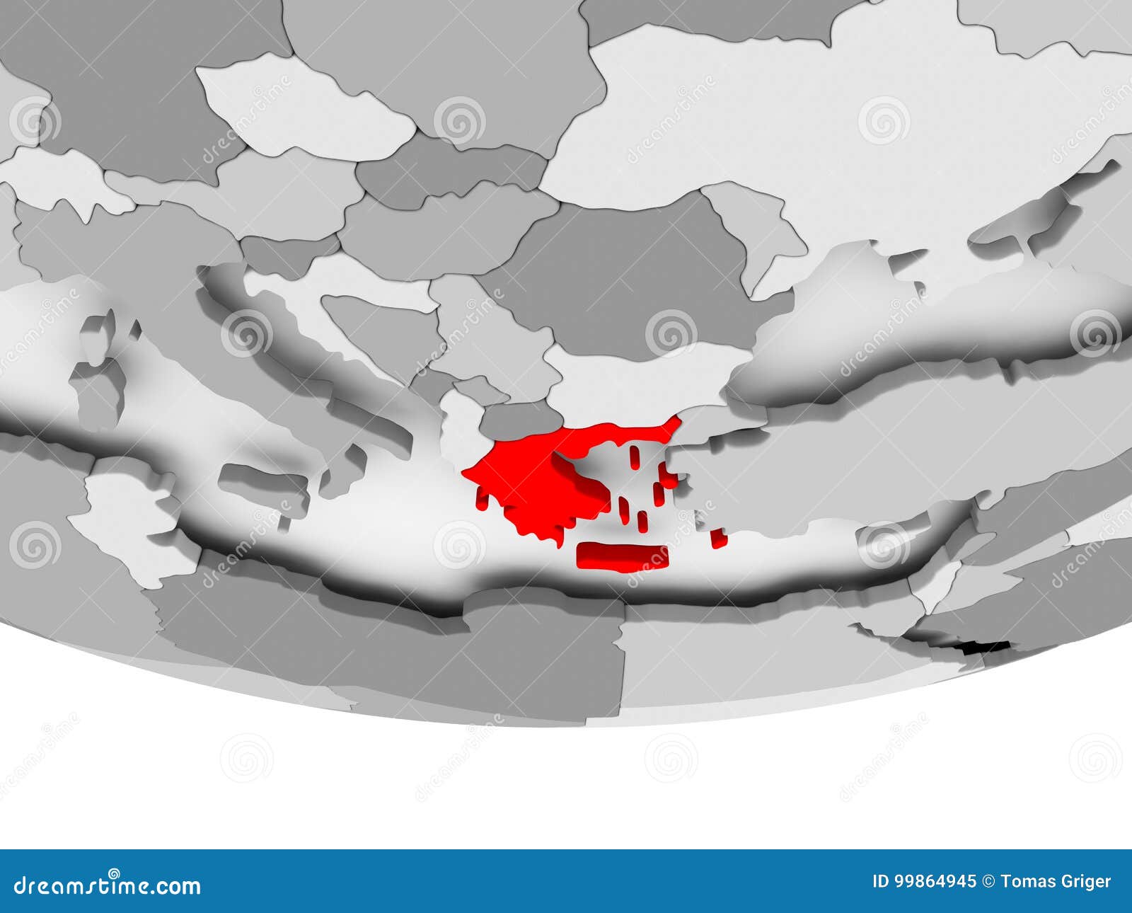 Map of Greece on Grey Political Globe Stock Illustration - Illustration ...