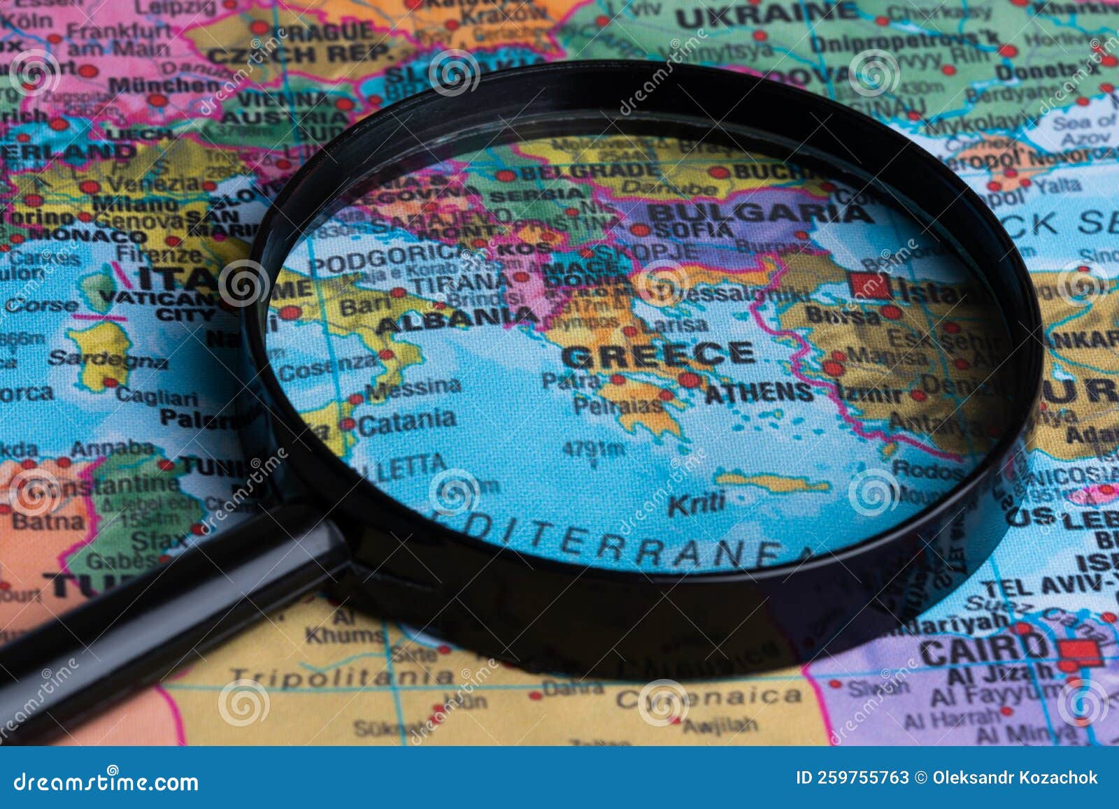 Map of Greece through Magnifying Glass. Stock Image - Image of ...