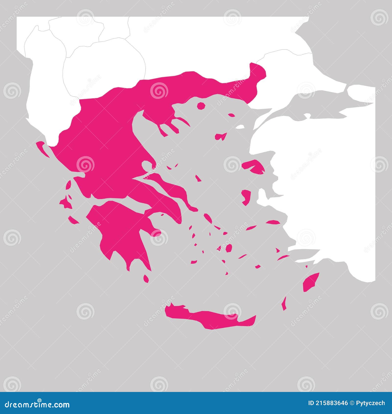Map of Greece Pink Highlighted with Neighbor Countries Stock Vector ...