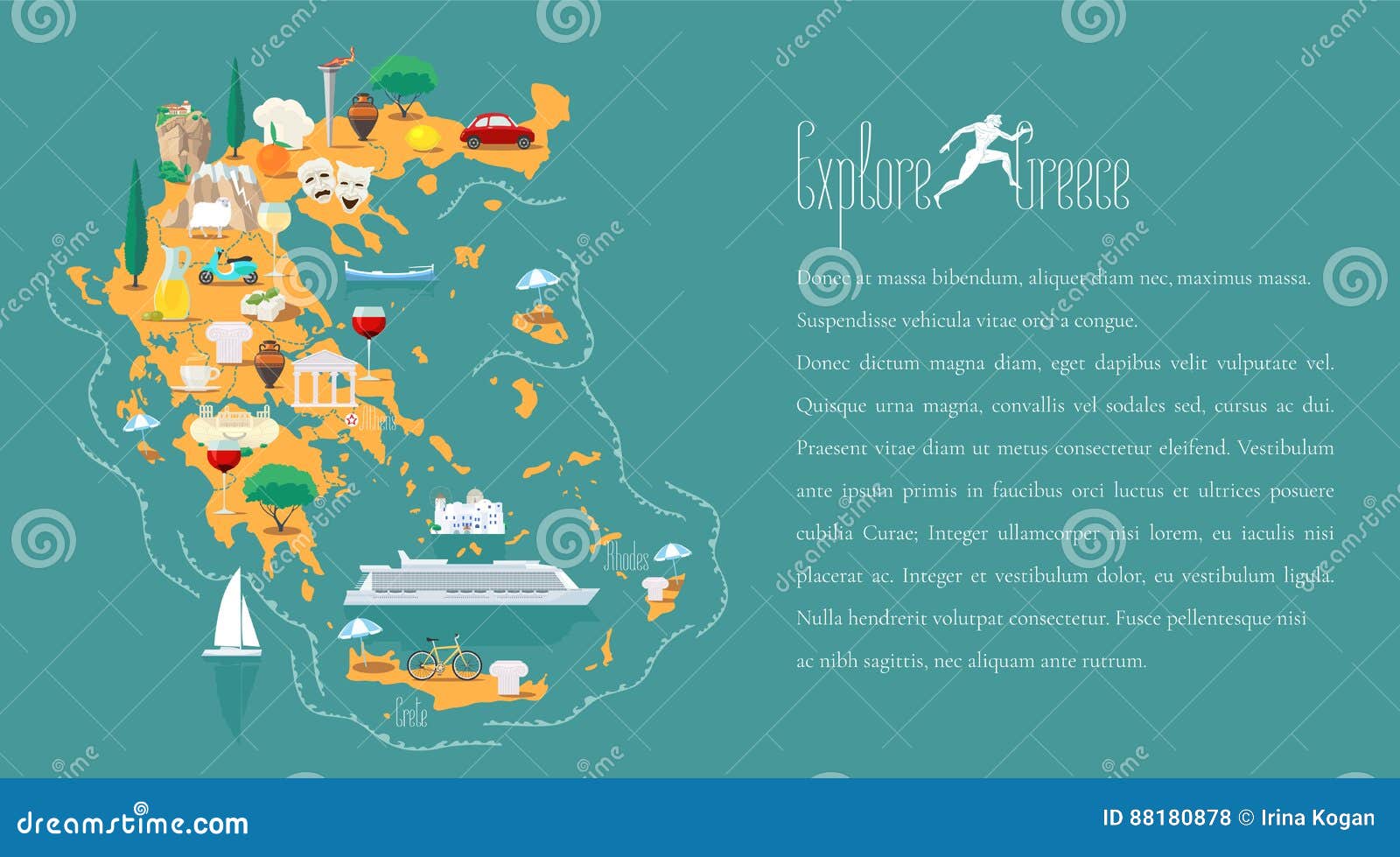 Map of Greece Template Vector Illustration Stock Vector - Illustration ...