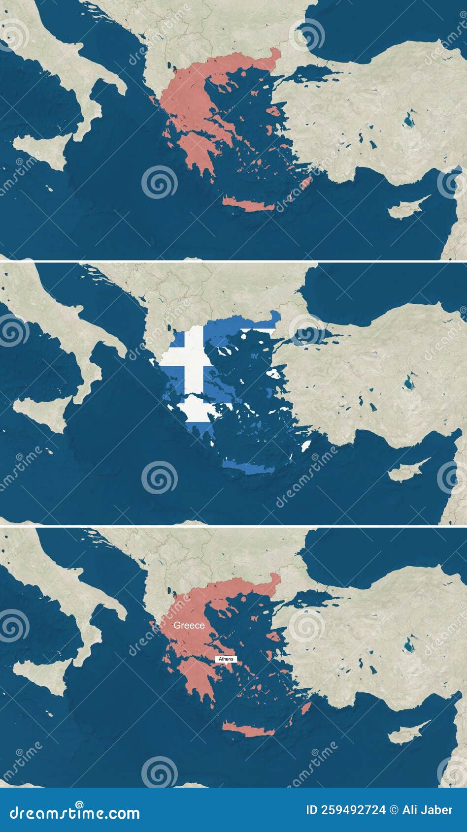The Map of Greece with Text, Textless, and with Flag Stock Illustration ...