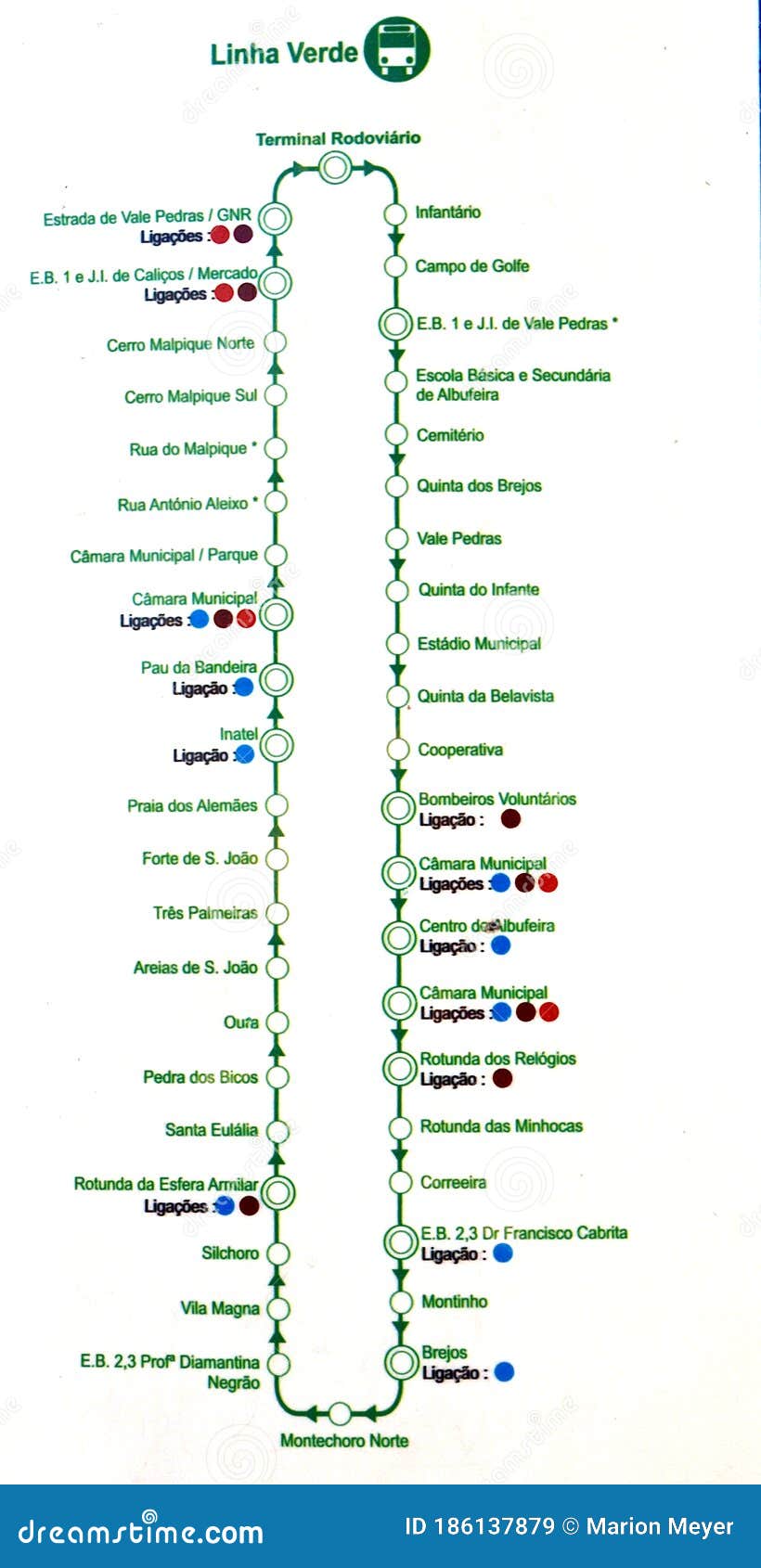 Map of the Green Bus Line in Albufeira in Portugal Editorial Stock ...