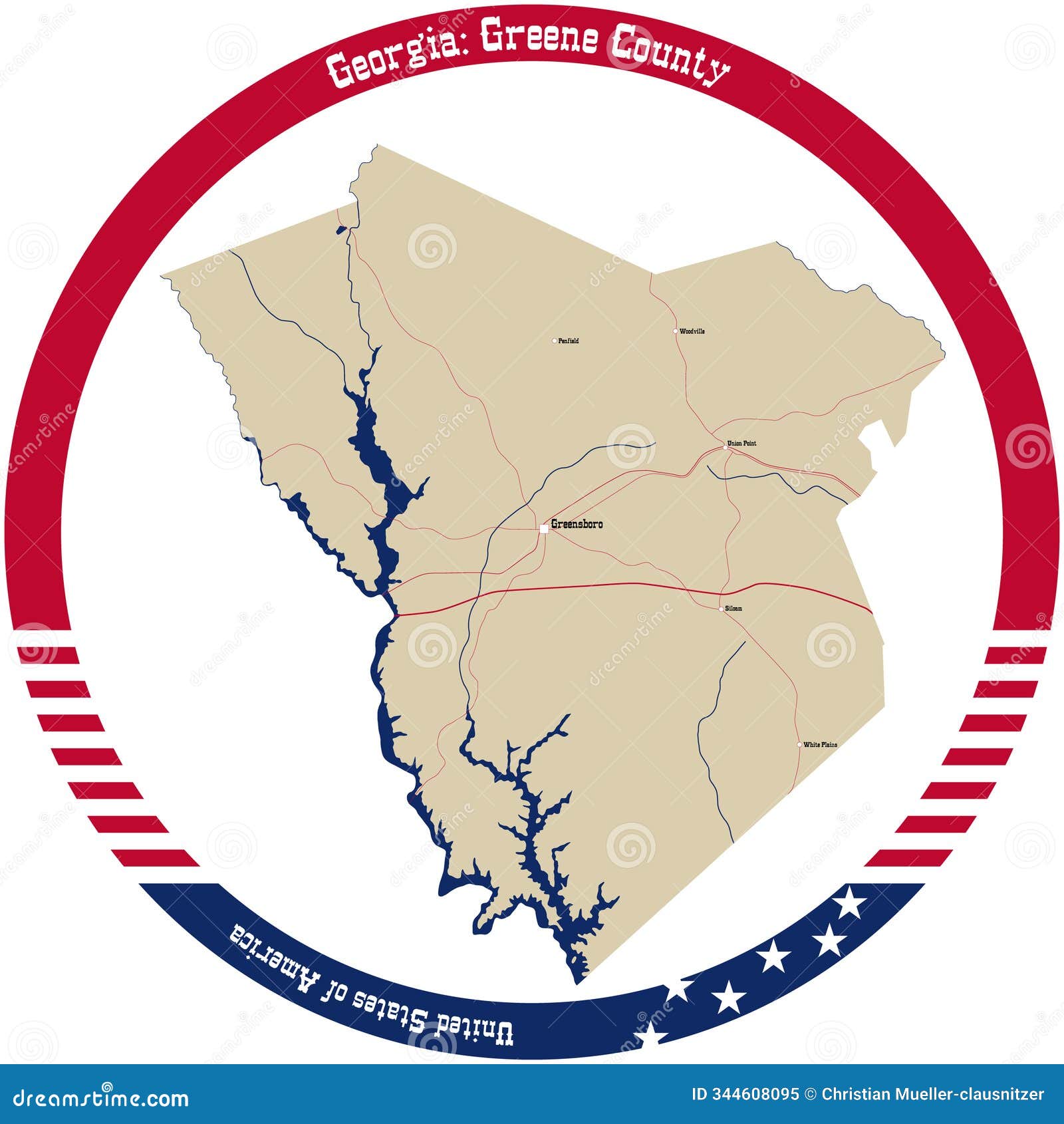 Map Of Greene County In Pennsylvania State On White Background. Single ...