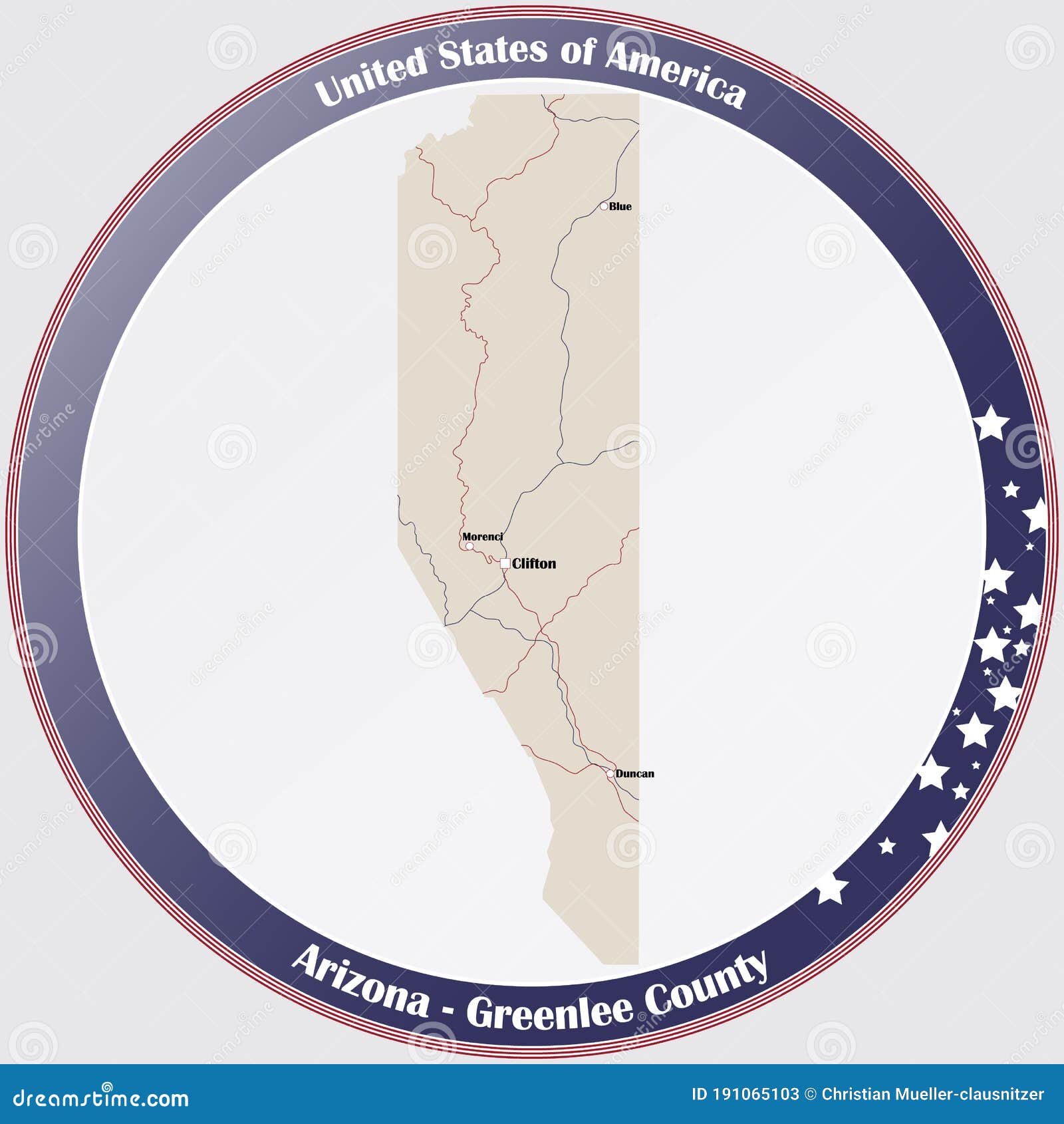 Map of Greenlee County in Arizona Stock Vector - Illustration of ...