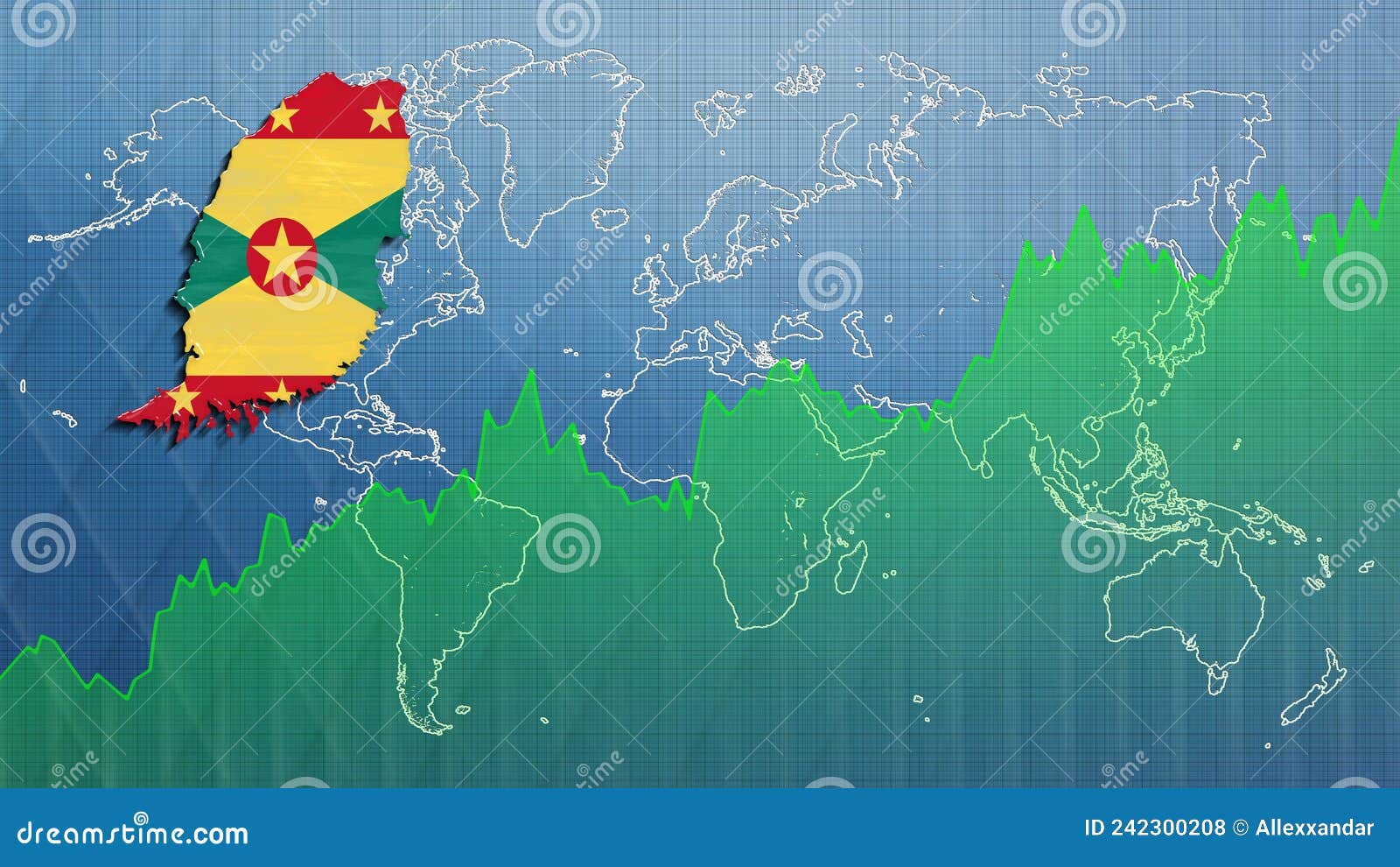 Map of Grenada, Financial Success Stock Illustration - Illustration of ...