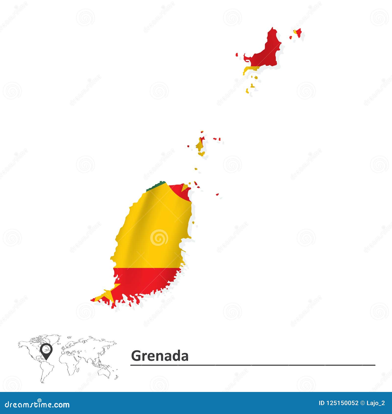 Map of Grenada with flag stock vector. Illustration of graphical ...