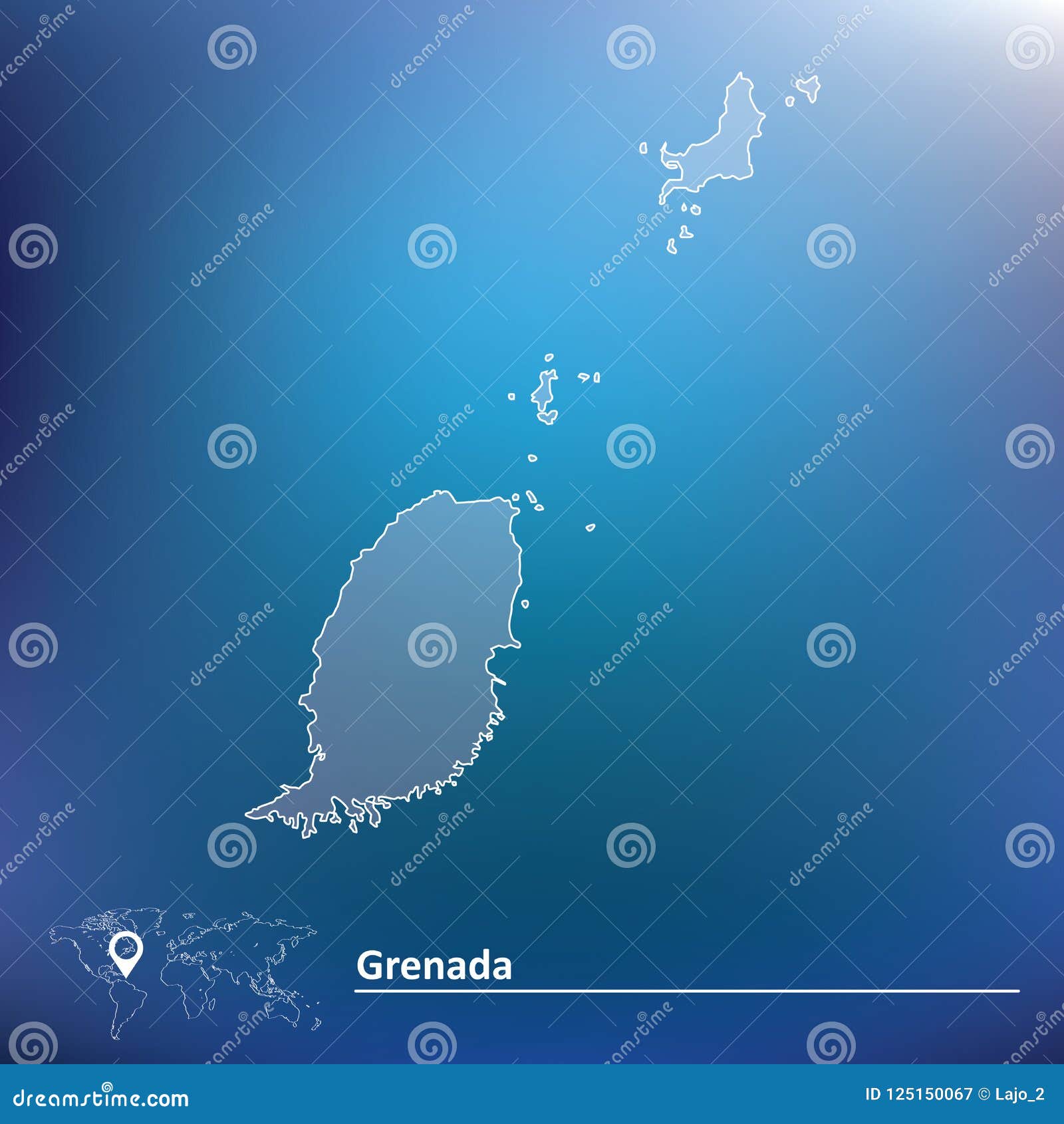 Map of Grenada stock vector. Illustration of north, chart - 125150067