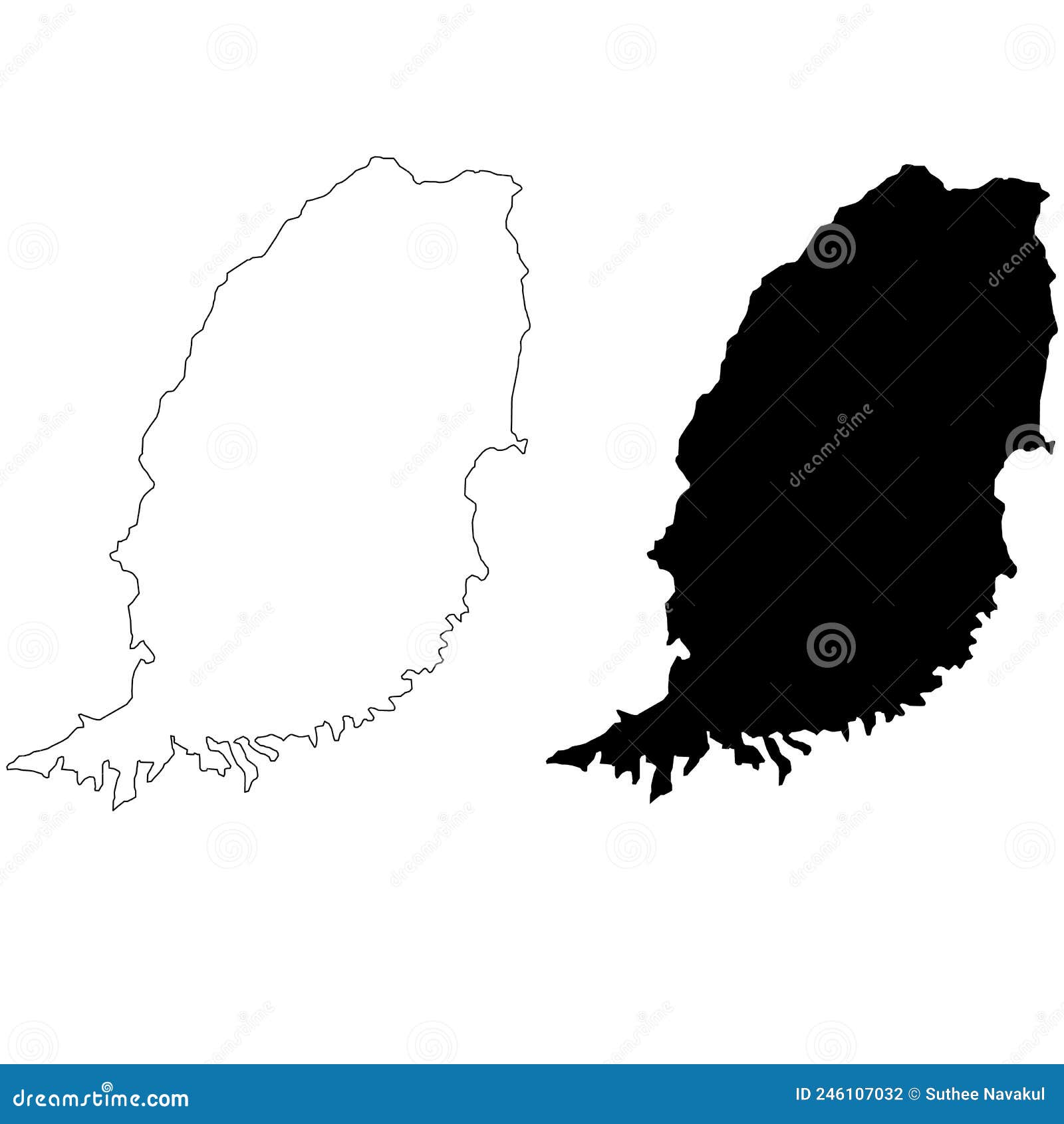 Map of Grenada on White Background. Outline Map of Grenada Sign. Flat ...