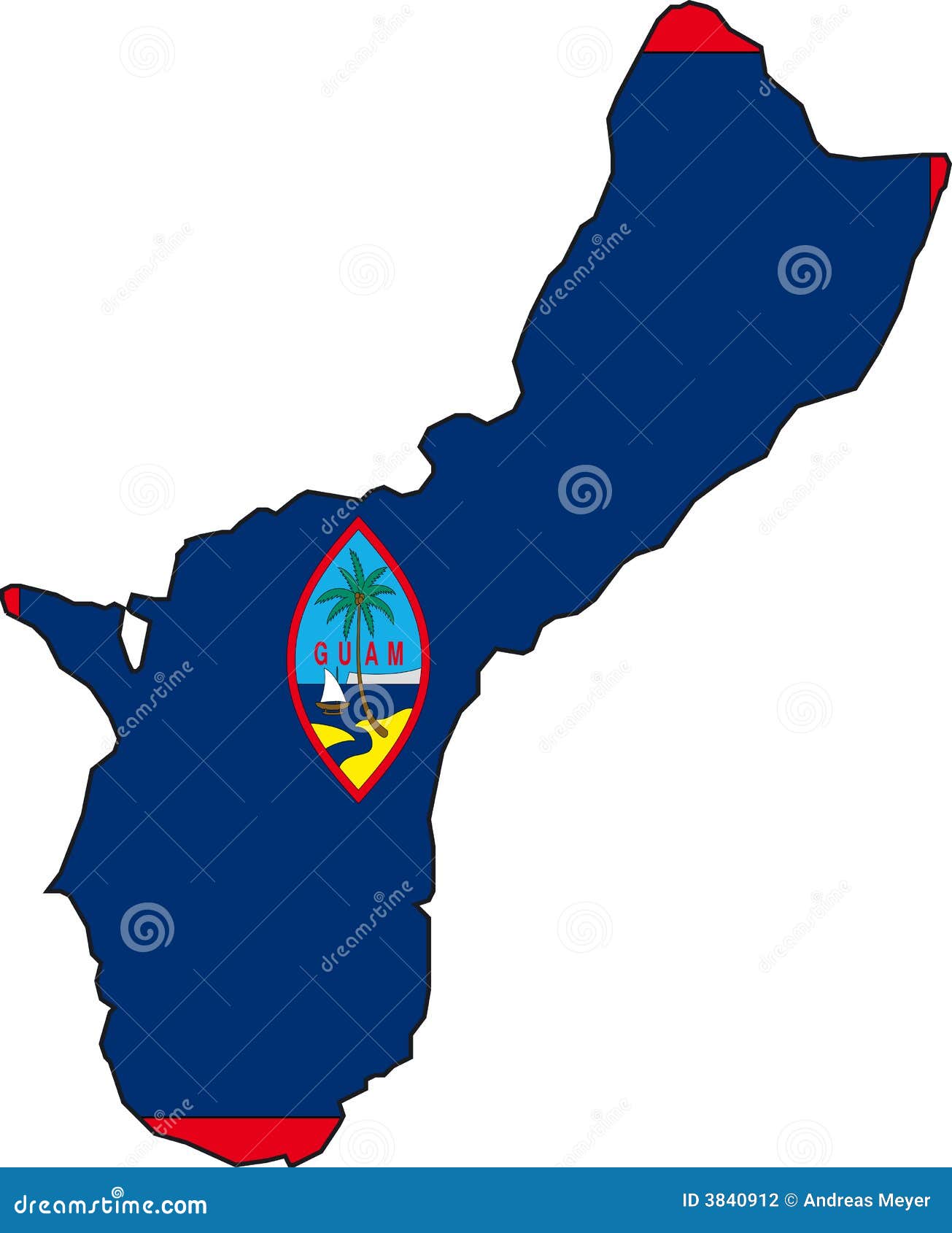Map Guam stock vector. Illustration of eastern, fluttering - 3840912