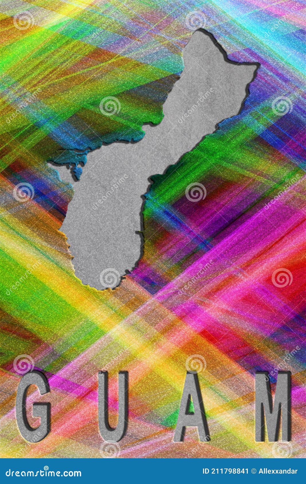 Guam Map In 3D. 3d Map With Borders Of Regions. Royalty-Free ...