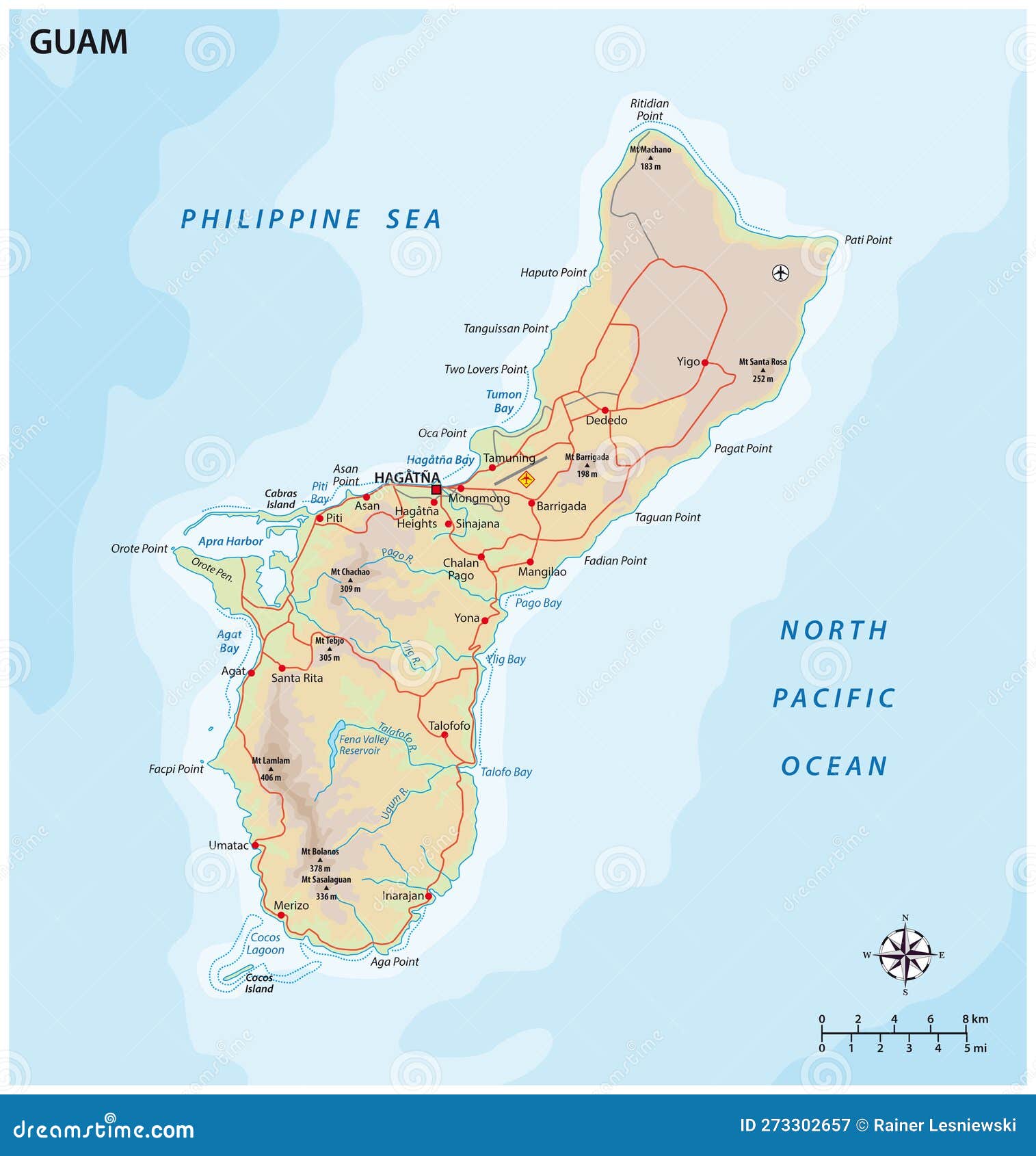 Map of Guam a Non Incorporated Territory of the United States Stock ...