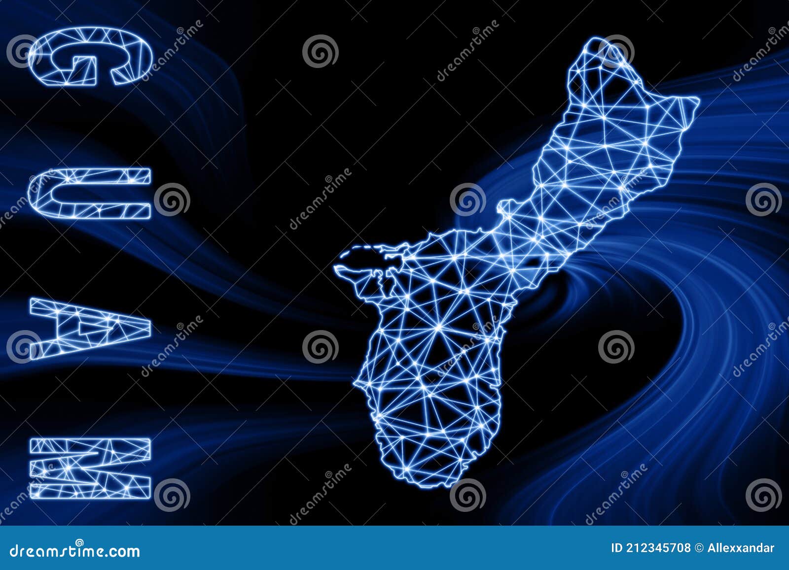 Guam Map In 3D. 3d Map With Borders Of Regions. Royalty-Free ...