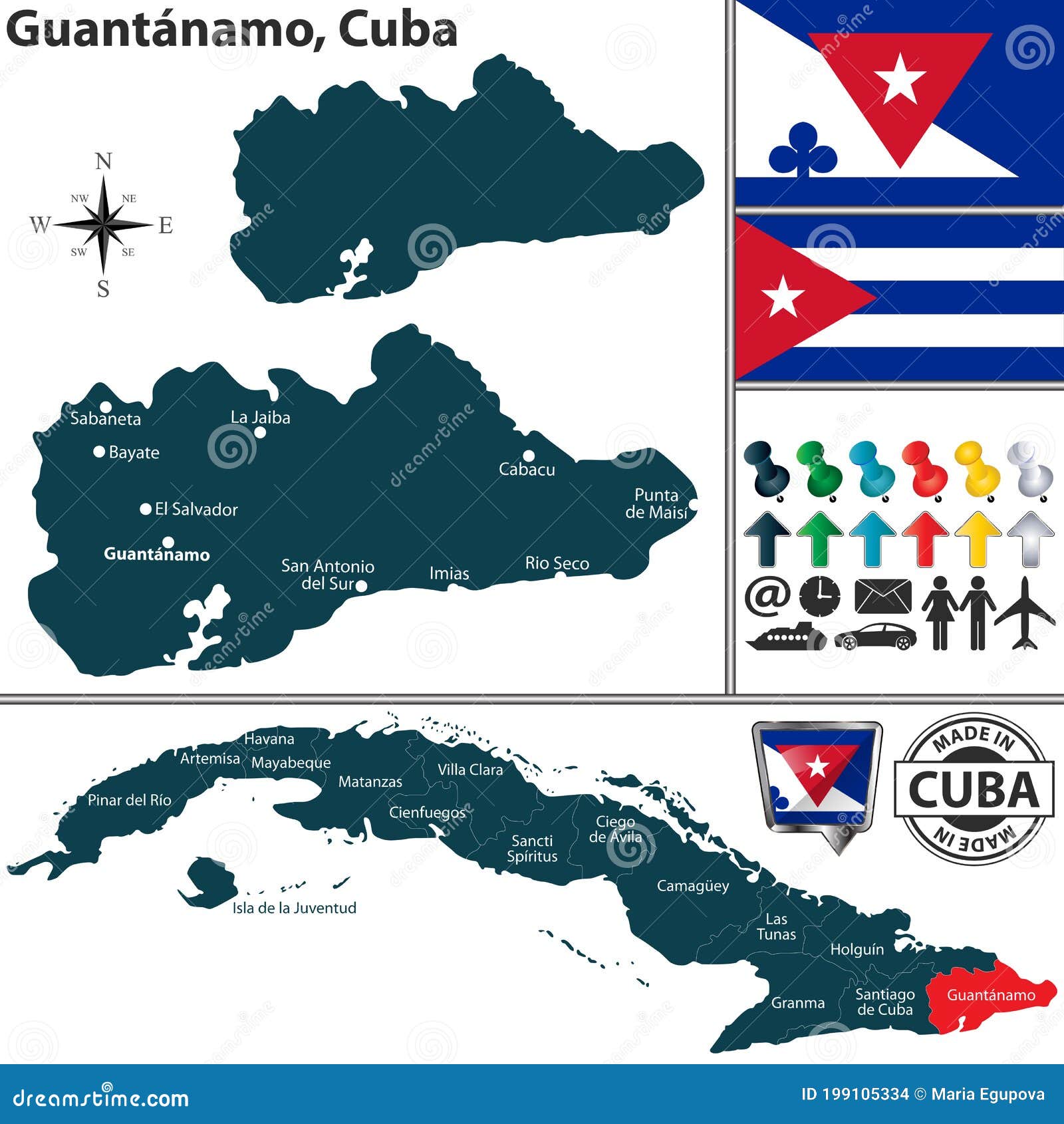 Map of Guantanamo, Cuba stock vector. Illustration of shape - 199105334