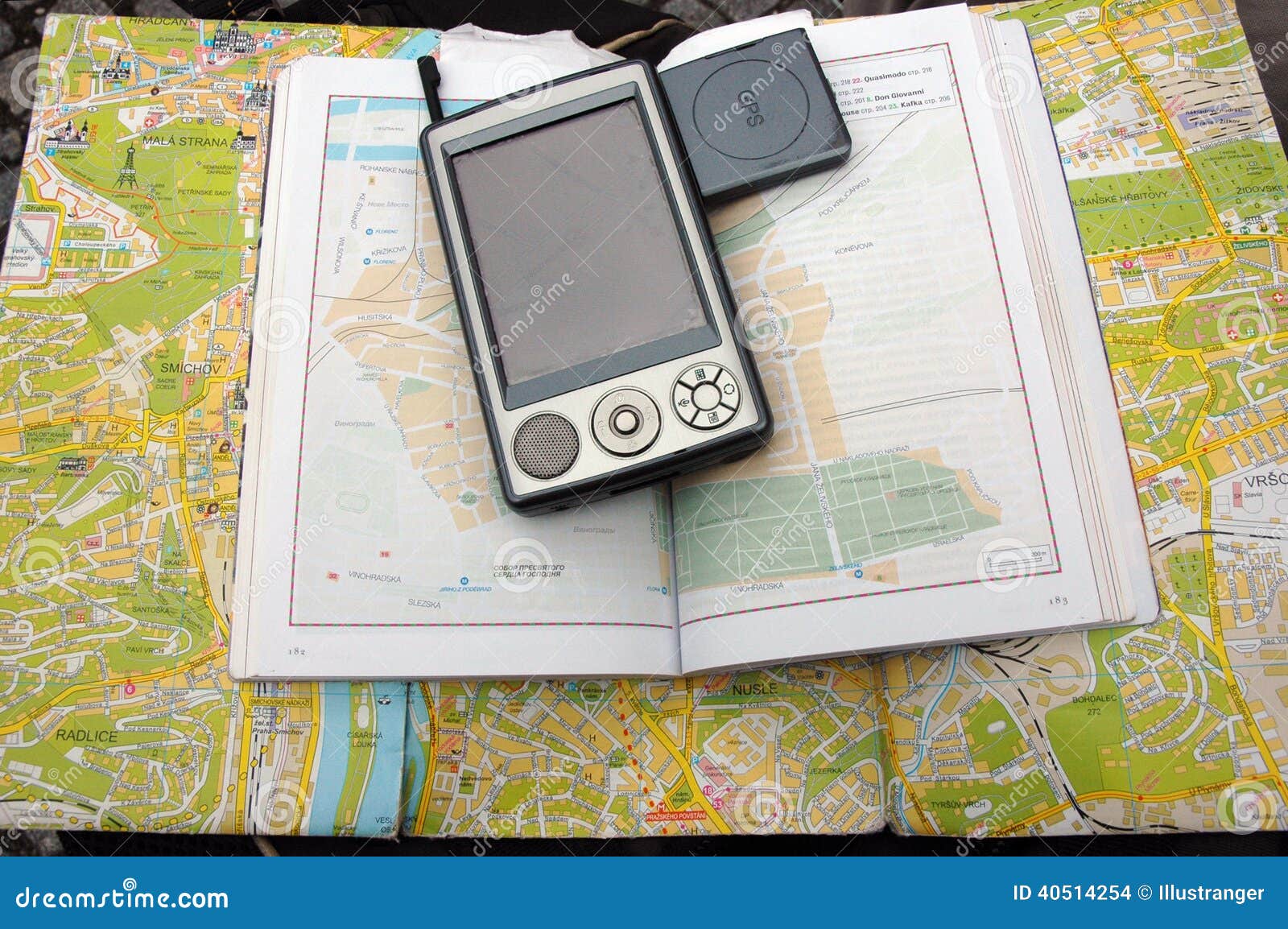 Map Guide and Pocket PC with GPS Stock Photo - Image of agency, tourist ...
